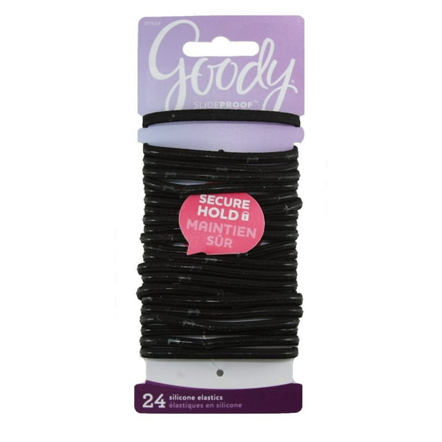 Goody Slide Proof Elastics, Goody Logo Black 4 mm, 24 count - Walmart.com