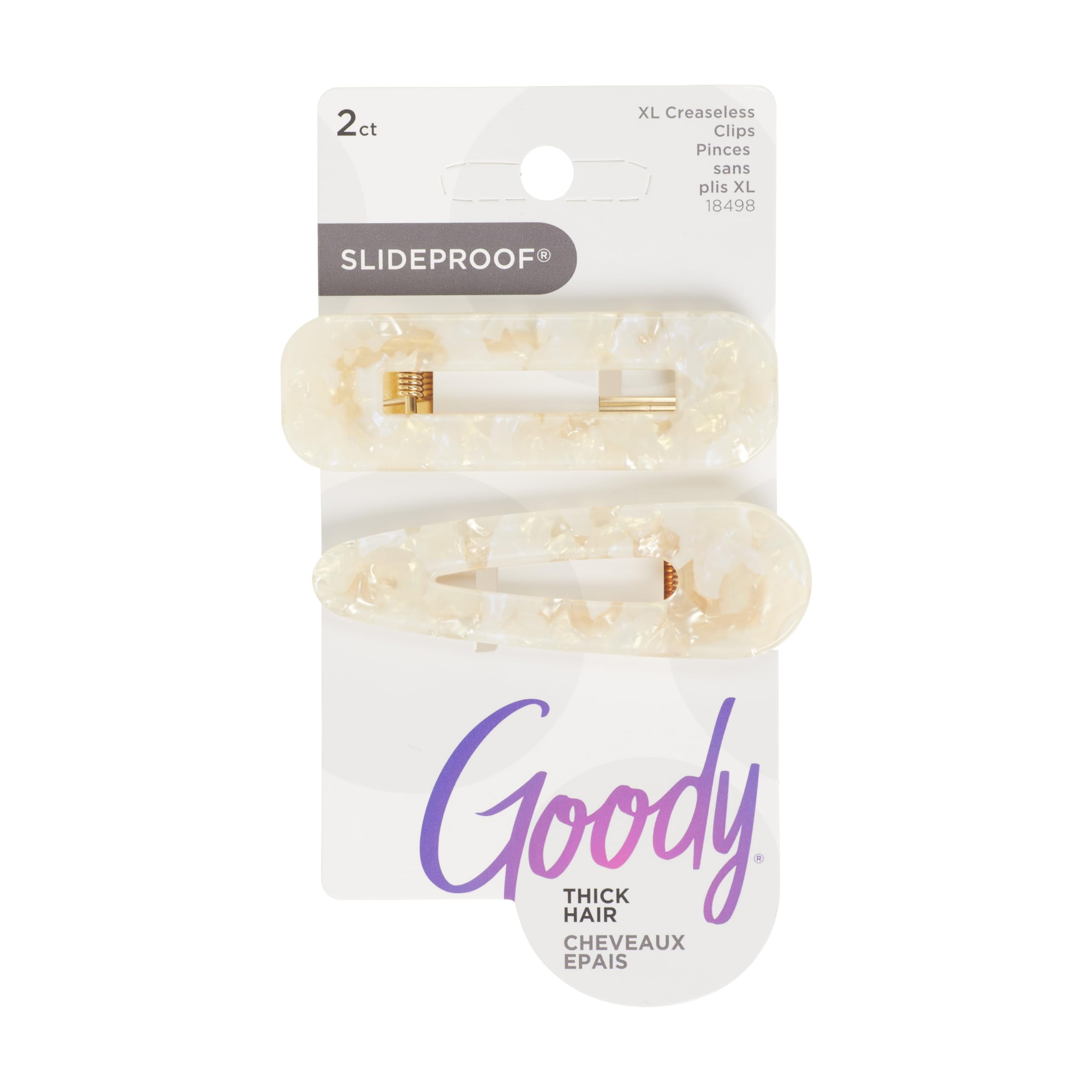 Goody SlideProof Resin Hinge Hair Clip Set, 2 Ct, XL-sized Printed ...