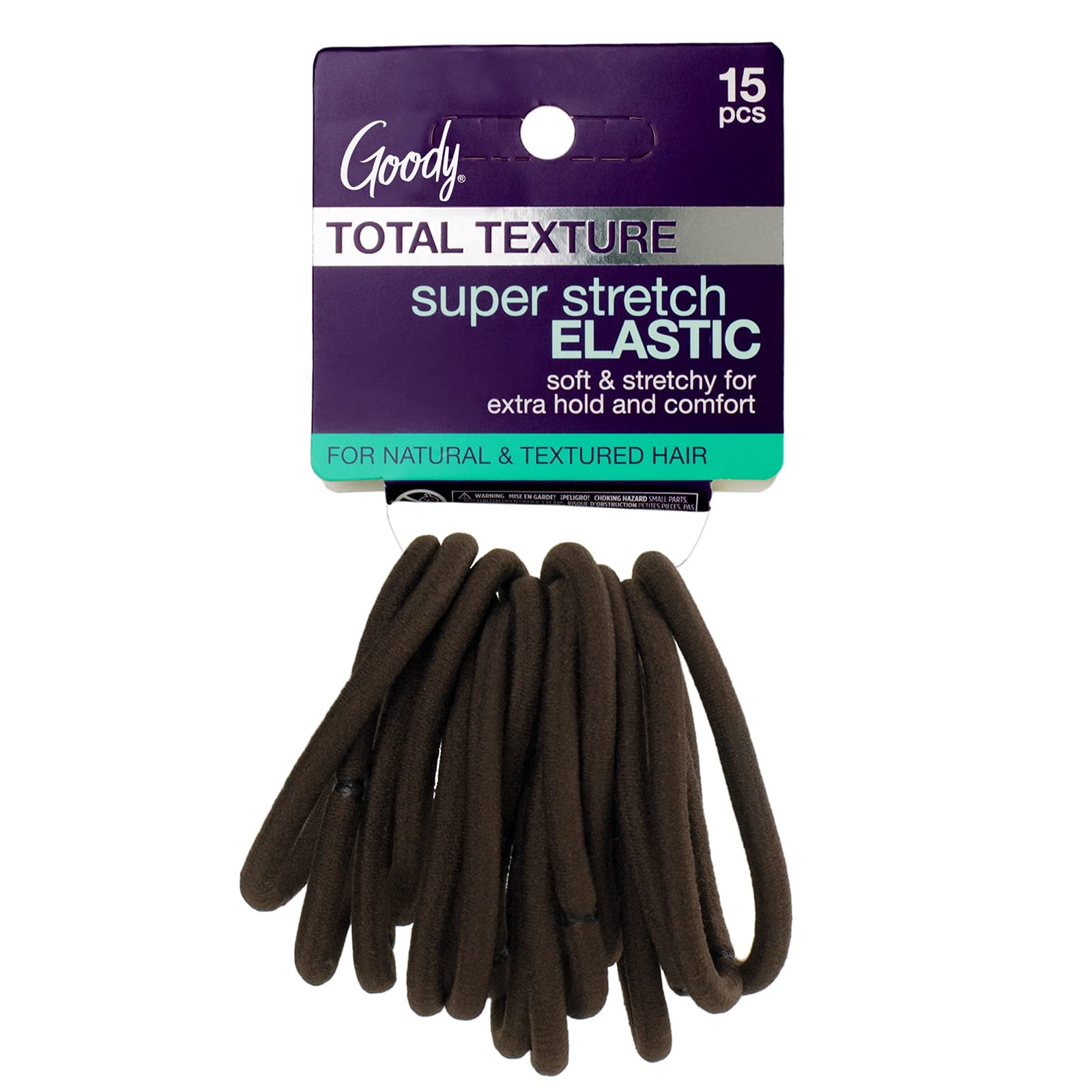 Goody Total Texture Super Stretch Elastics - 15 Count, Brown - Suitable ...