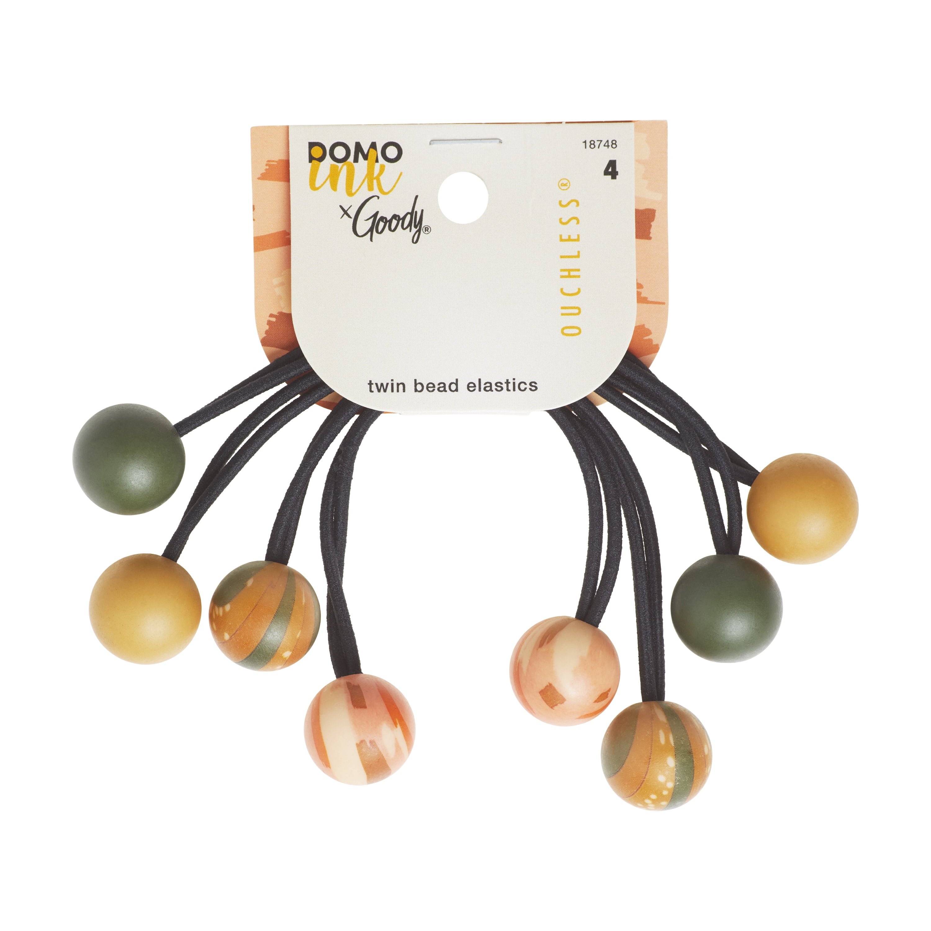 Goody Tru X Domo Ink Collab Ouchless???? Twin Bead Elastics Orange 2 Ct ...