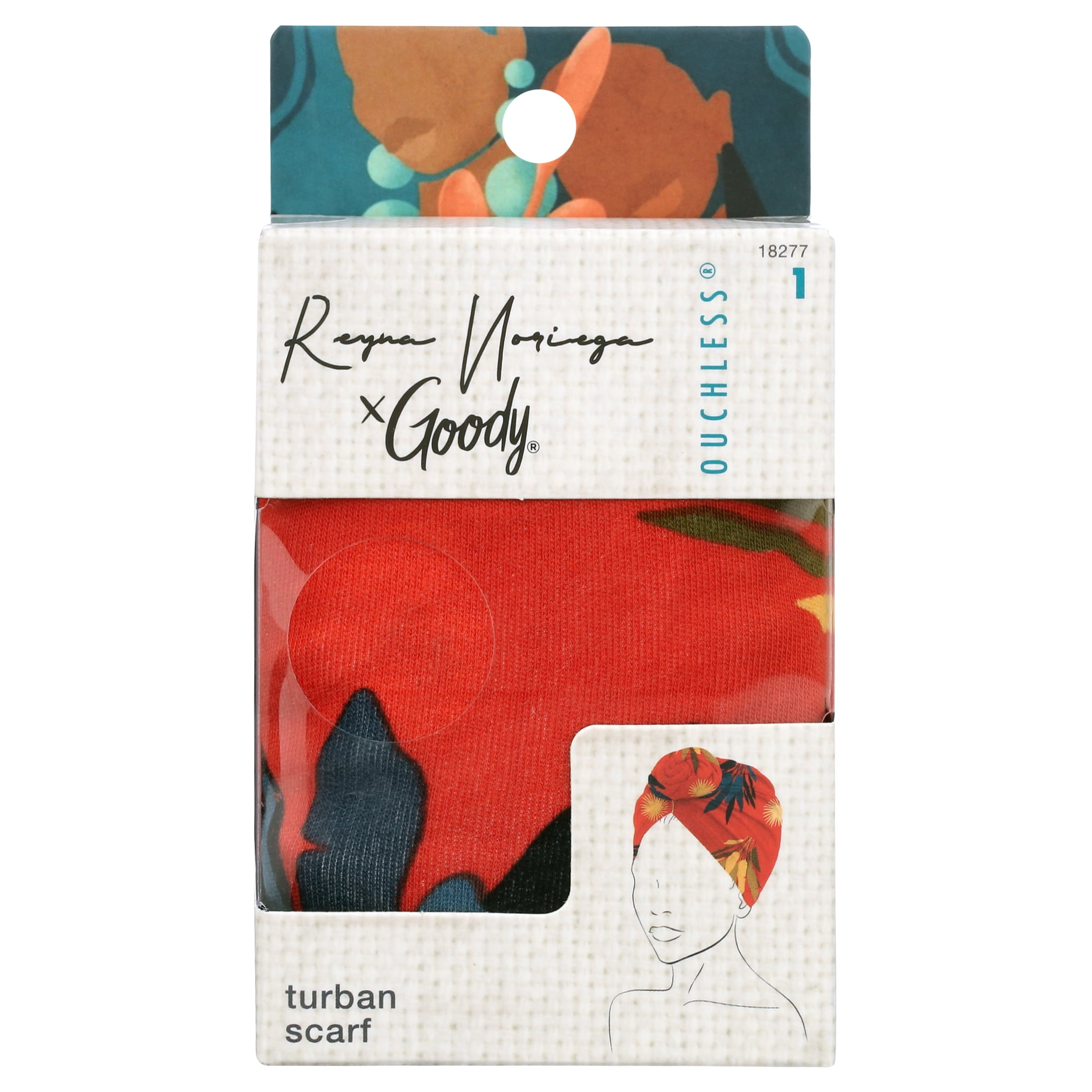Goody Tru X Reyna Noriega Collab Ouchless® Leaf Print Turban Red, 1 CT ...