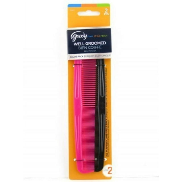Goody Utility 7" Styling Hair Comb - 2 Pk. (Black & Pink) - Walmart.com