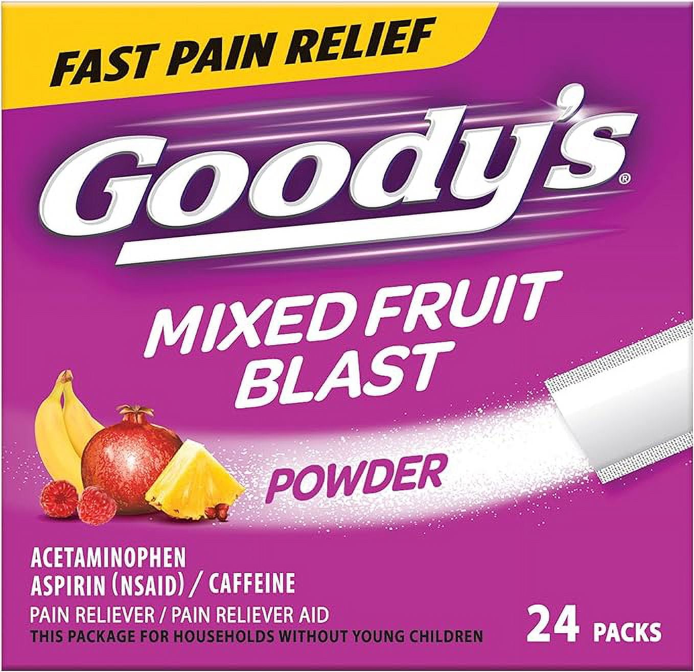 Goody's Extra Strength HEadache Powders, Mixed Fruit Blast, 24 Ea, 3 ...