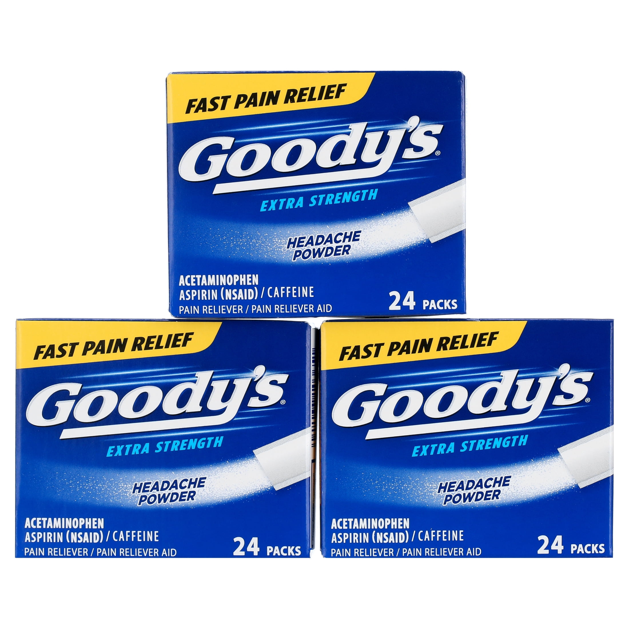 Goody's Extra Strength Headache Powders, 24 Count, Pack of 3, Fast Pain ...
