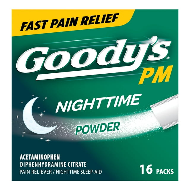 Goody's PM Nighttime Powder, Acetaminophen 500mg, Dissolve Packs For ...
