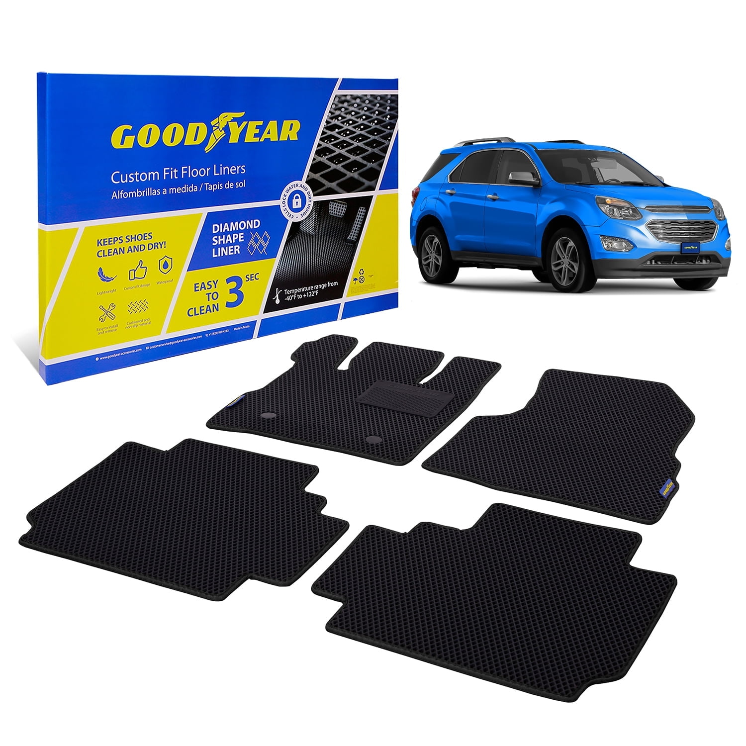 Goodyear All-Weather Car Floor Mats–Custom Fit for Chevy Equinox 10-17 ...