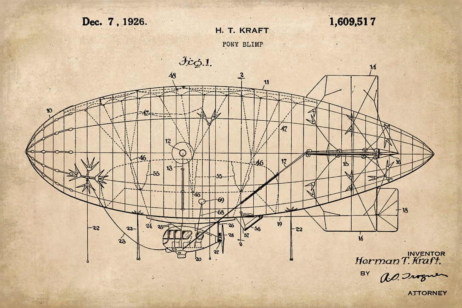 Goodyear Blimp Patent Art Print - Walmart.com