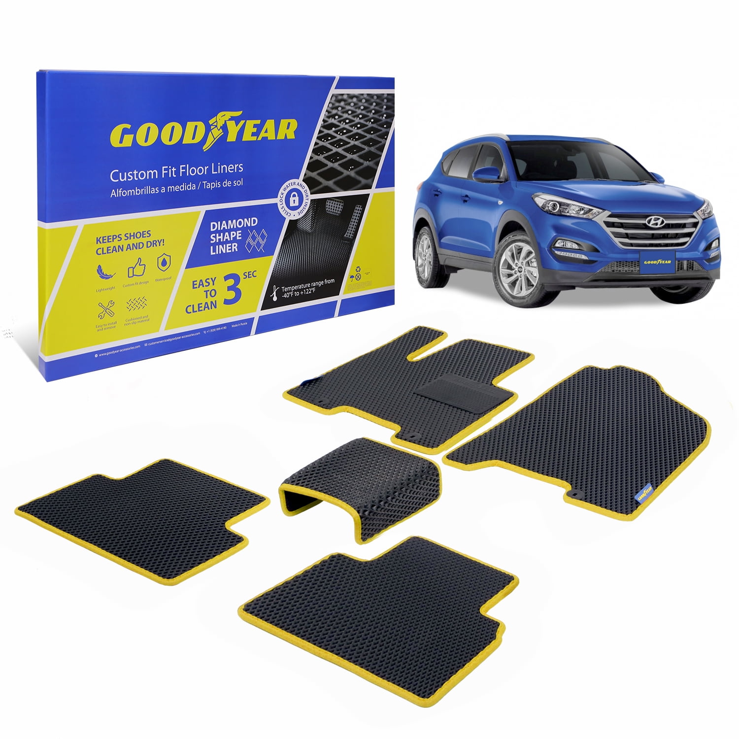 Goodyear Custom Fit Car Floor Liners for Hyundai Tucson 2019-2021/Kia ...