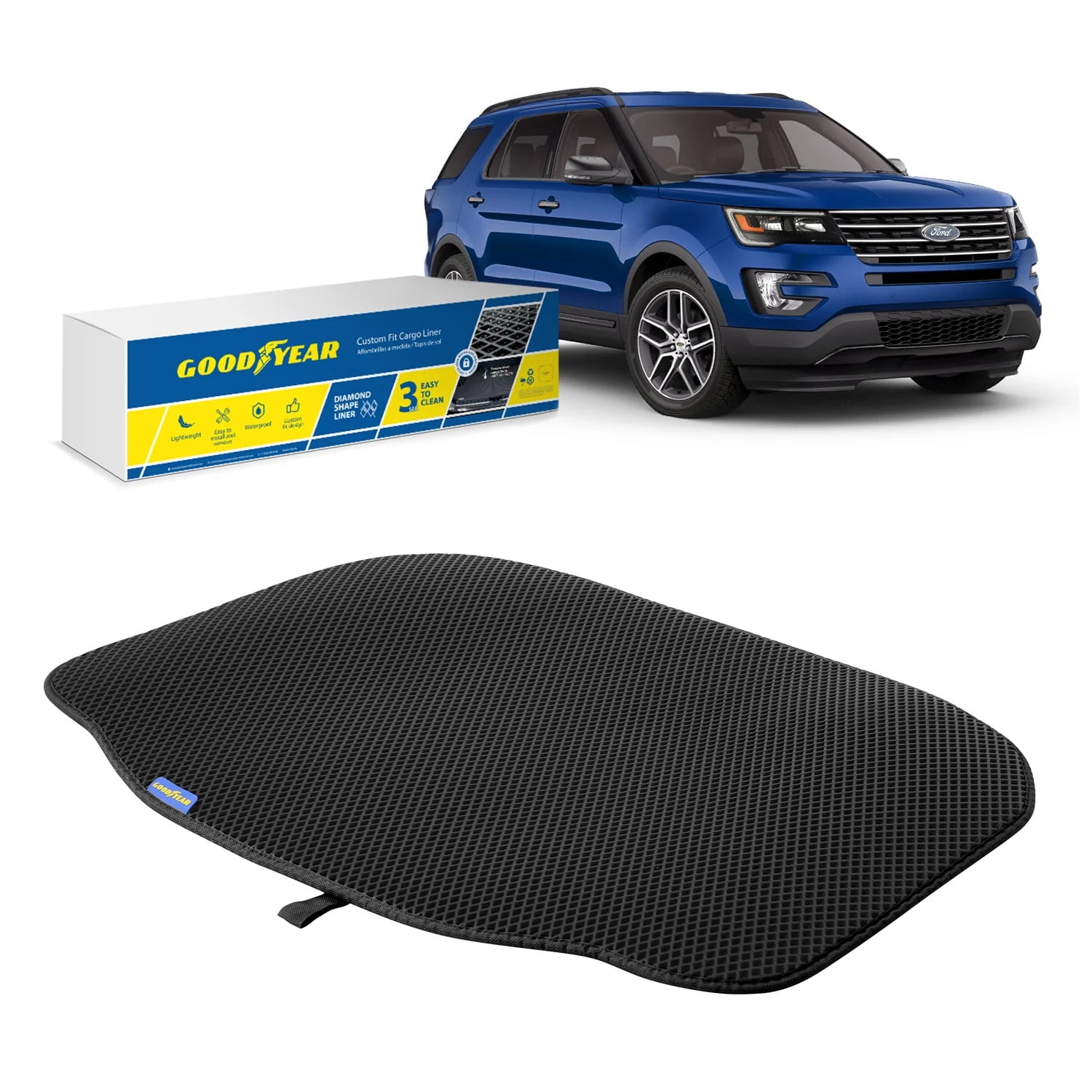 Goodyear Custom Fit Cargo Mat Liner for Ford Explorer 2011-2019 - Heavy ...