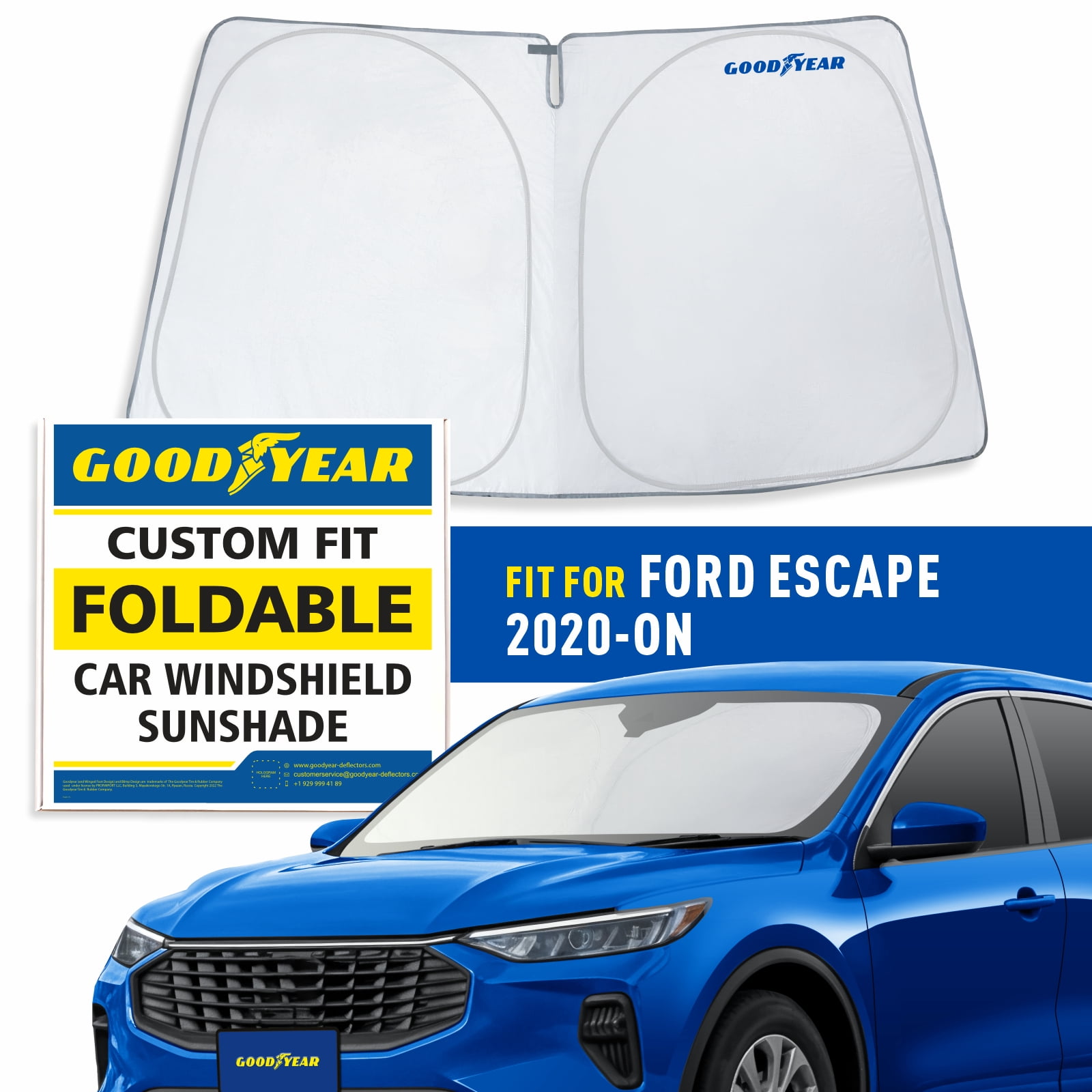 Goodyear Foldable Sun Shade for Ford Escape 2020-2023, Custom-Fit Car ...