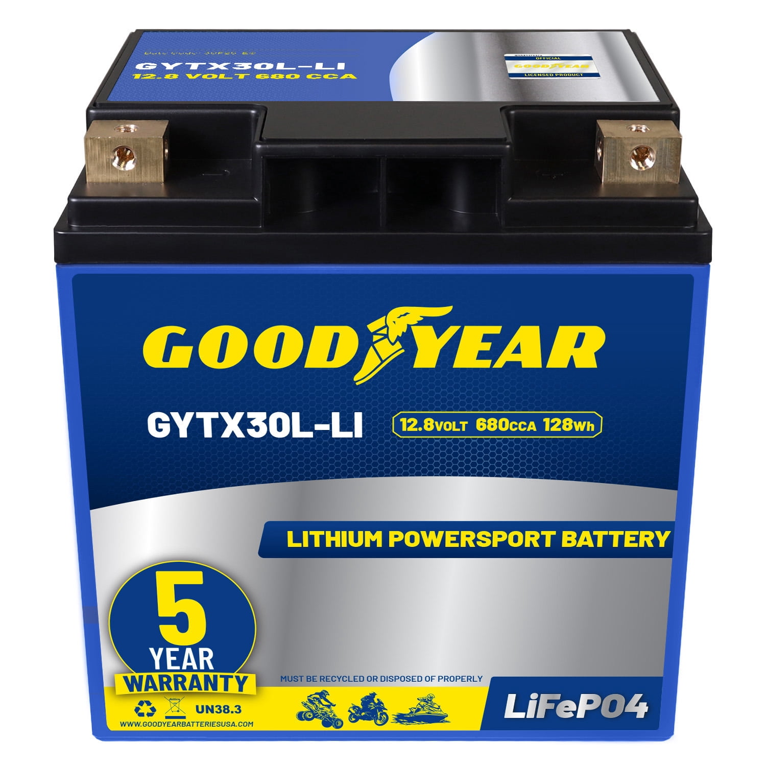 Goodyear GYTX30L-LI Lithium LiFePO4 12.8V 680CCA Rechargeable High ...