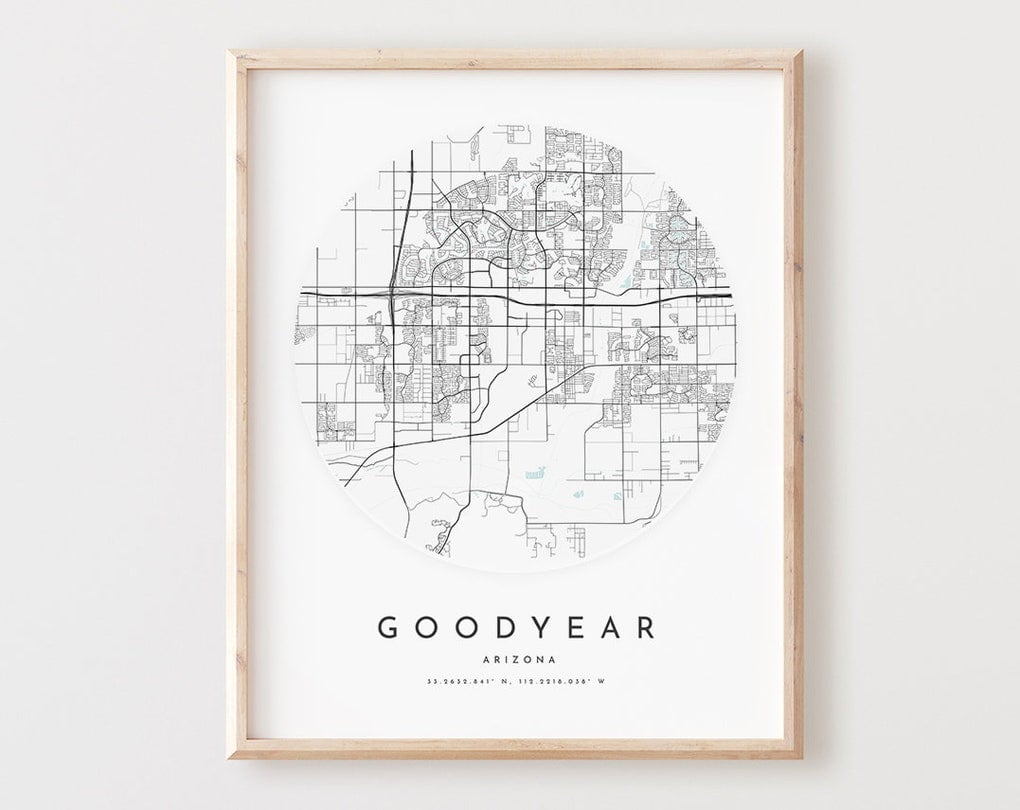 Goodyear Map Print, Goodyear Map Poster City Wall Art, Az Road Map ...