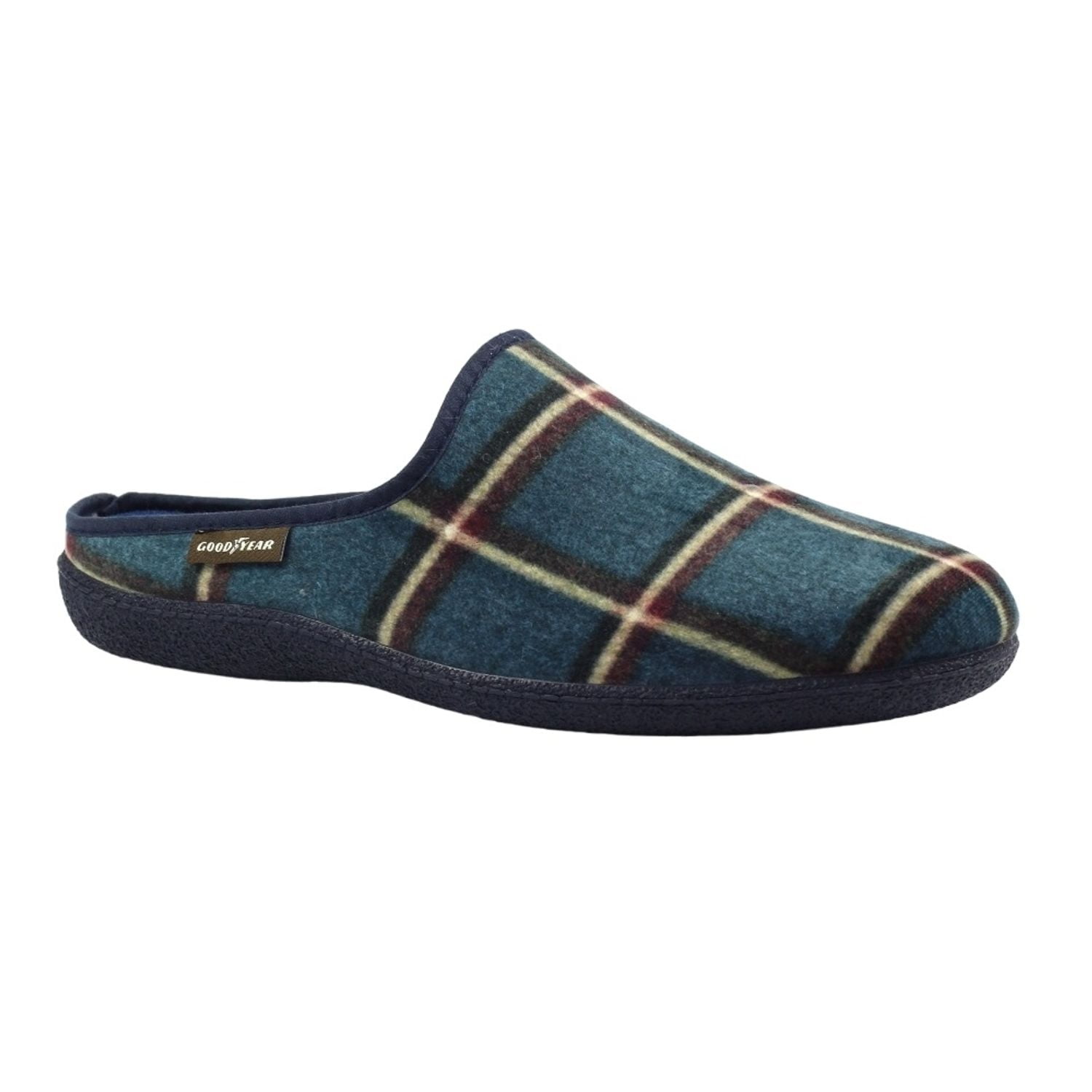 Goodyear Mens Checkmate Checked Mule Slippers - Walmart.com