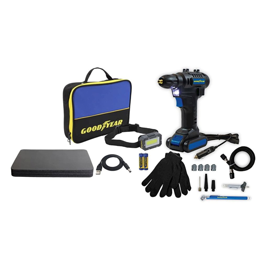 Goodyear GY3197 - Portable 12V Air Compressor & Roadside Emergency Kit ...