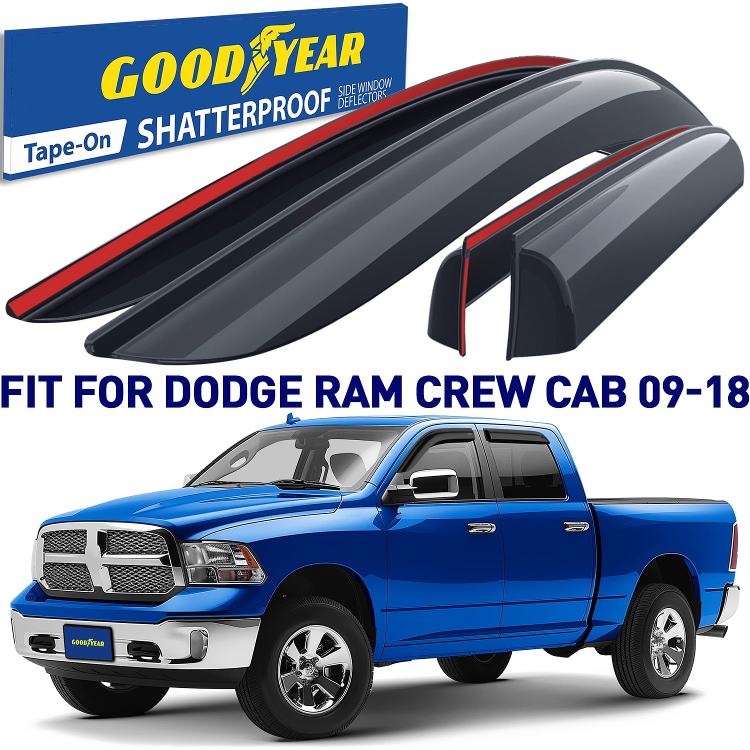 Goodyear Shatterproof Window Deflectors for Dodge Ram 1500 2009-2018 ...