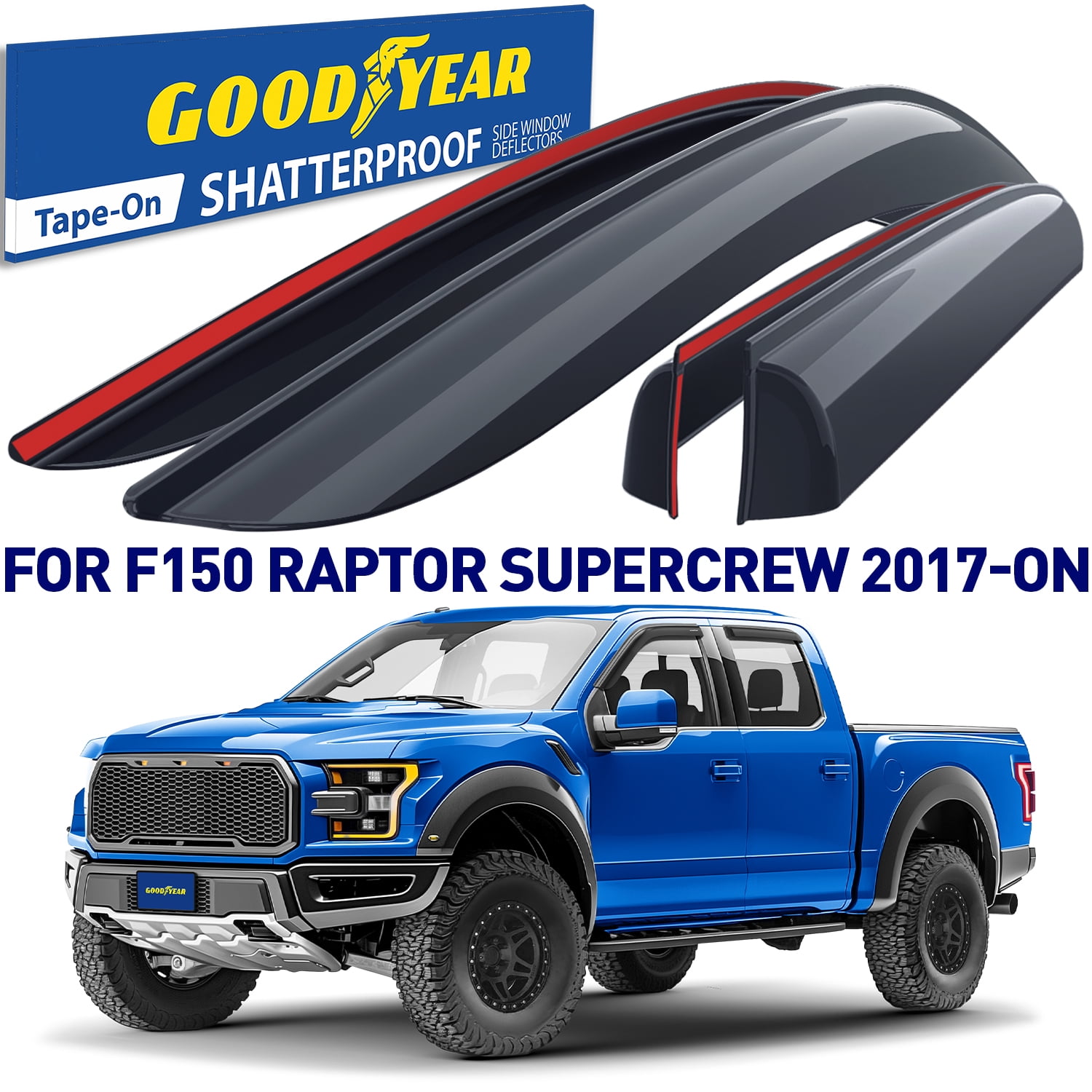 Goodyear Shatterproof Window Deflectors for Ford F150 Raptor 2017-2024 ...