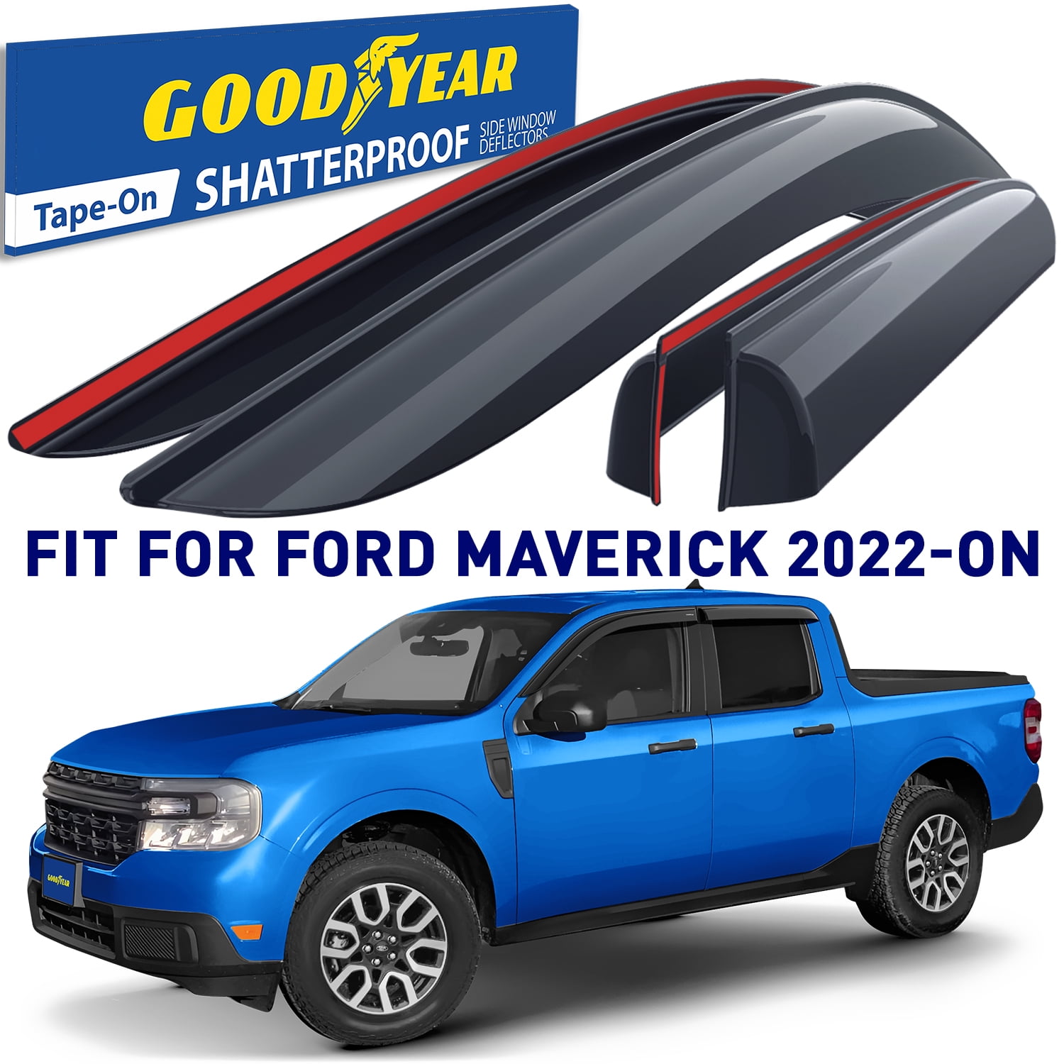 Goodyear Shatterproof Window Deflectors for Ford Maverick 2022-2025 ...