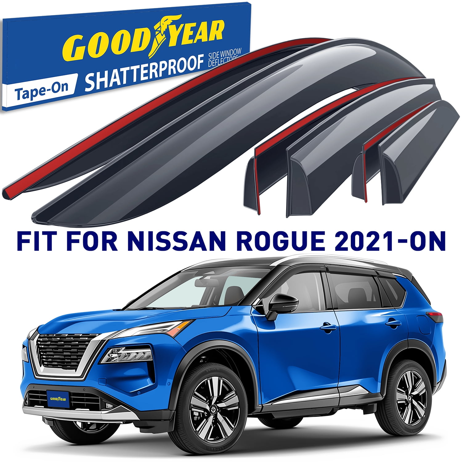 Goodyear Shatterproof Window Deflectors for Nissan Rogue 2021-2024 ...