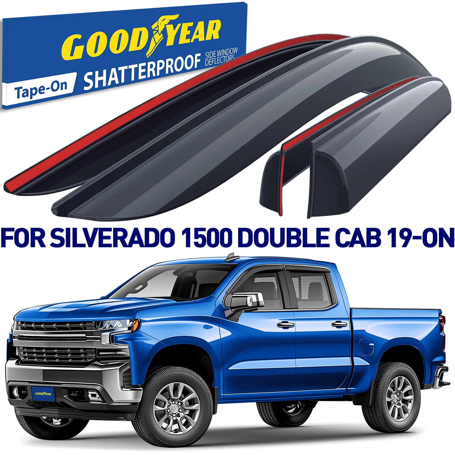 Goodyear Shatterproof Window Deflectors for Chevy Silverado, GMC Sierra ...