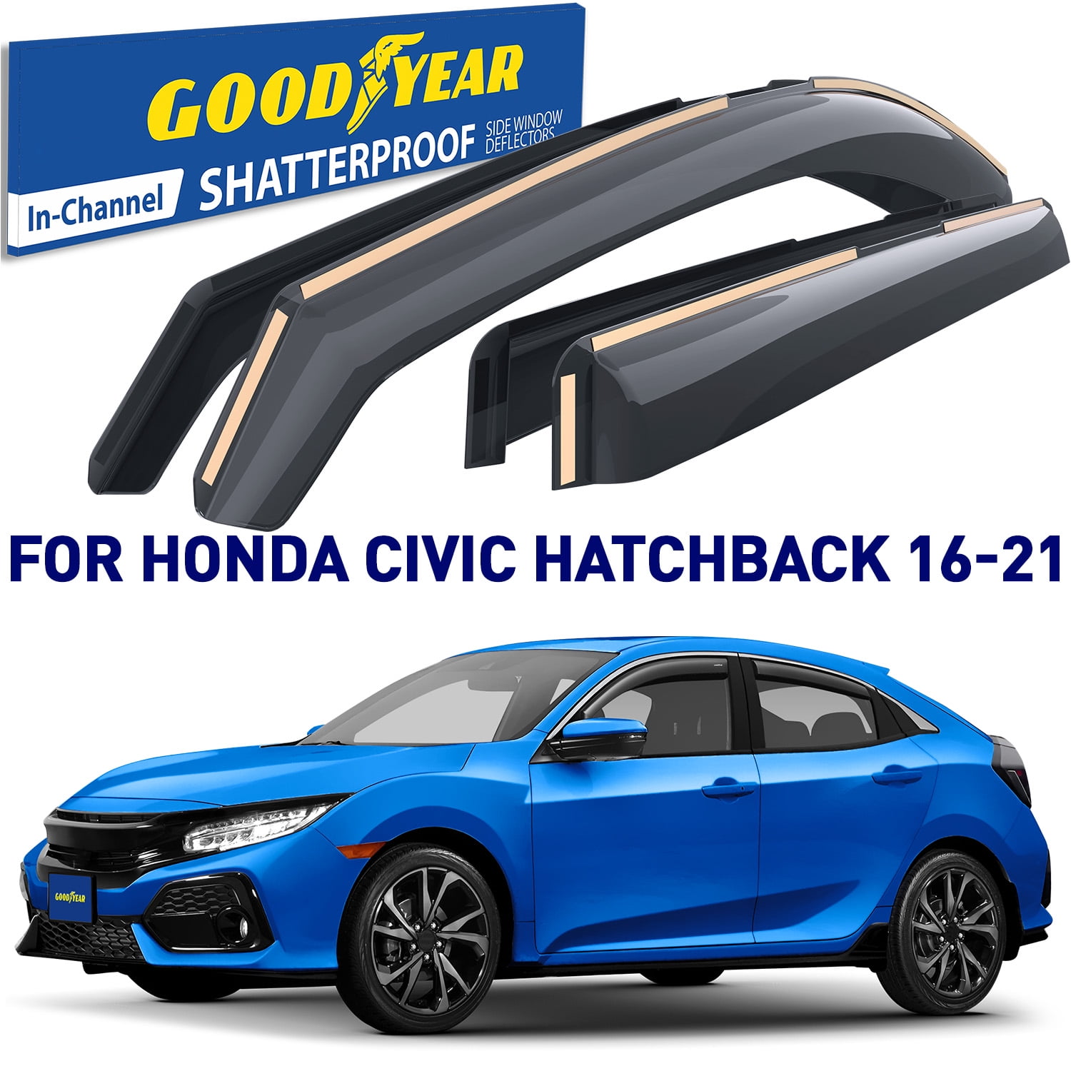Goodyear Shatterproof in-Channel Window Deflectors for Honda Civic 2016 ...
