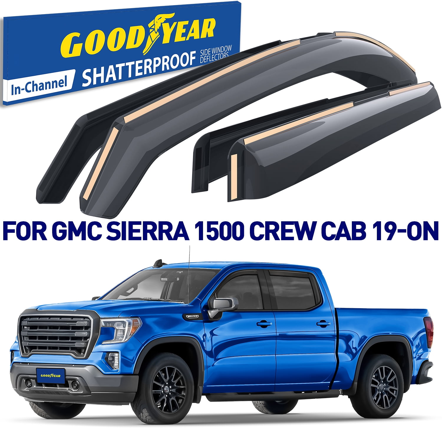 Goodyear Shatterproof In-Channel Window Deflectors for GMC Sierra Crew ...