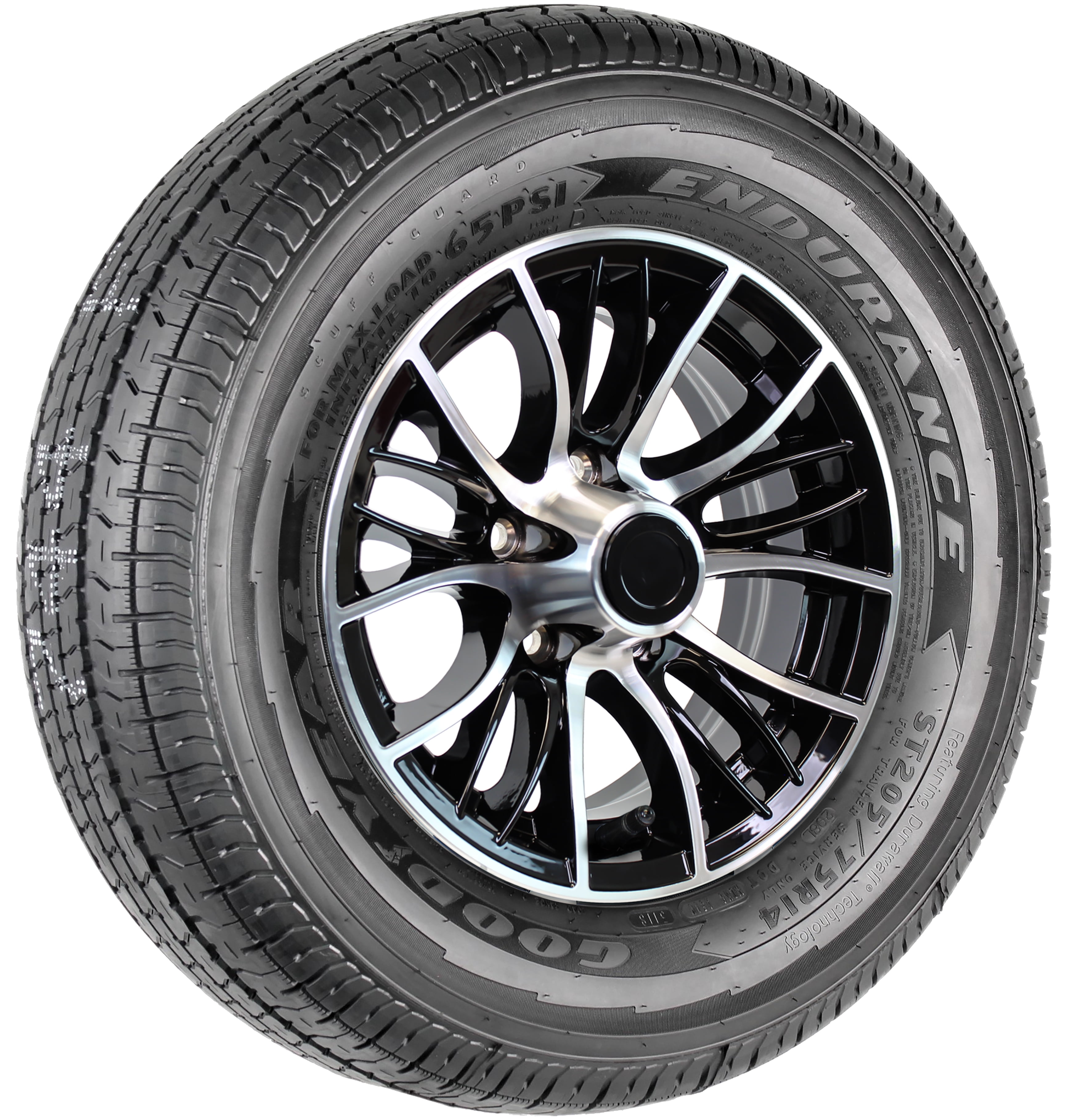 Goodyear Trailer Tire On eCustomrim Aluminum Rim ST205/75R14 Load Range ...