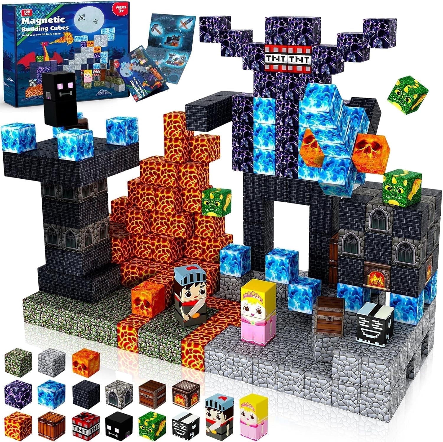 Annexfun Magnetic Blocks - 100PCS Build Magnetic Dark Mechanical ...