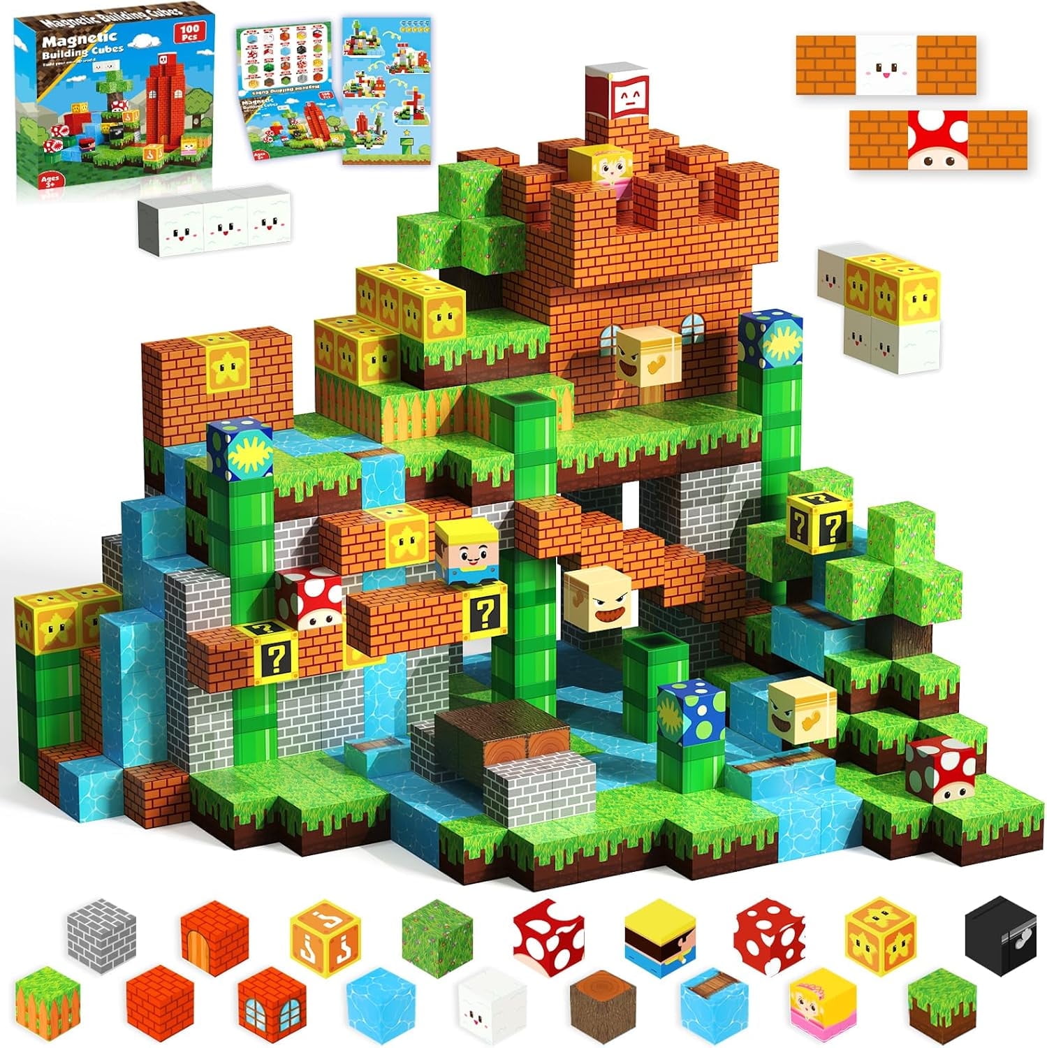 Goodyking Magnetic Blocks-100PCS Magnetic Toy Set Magnetic Building ...