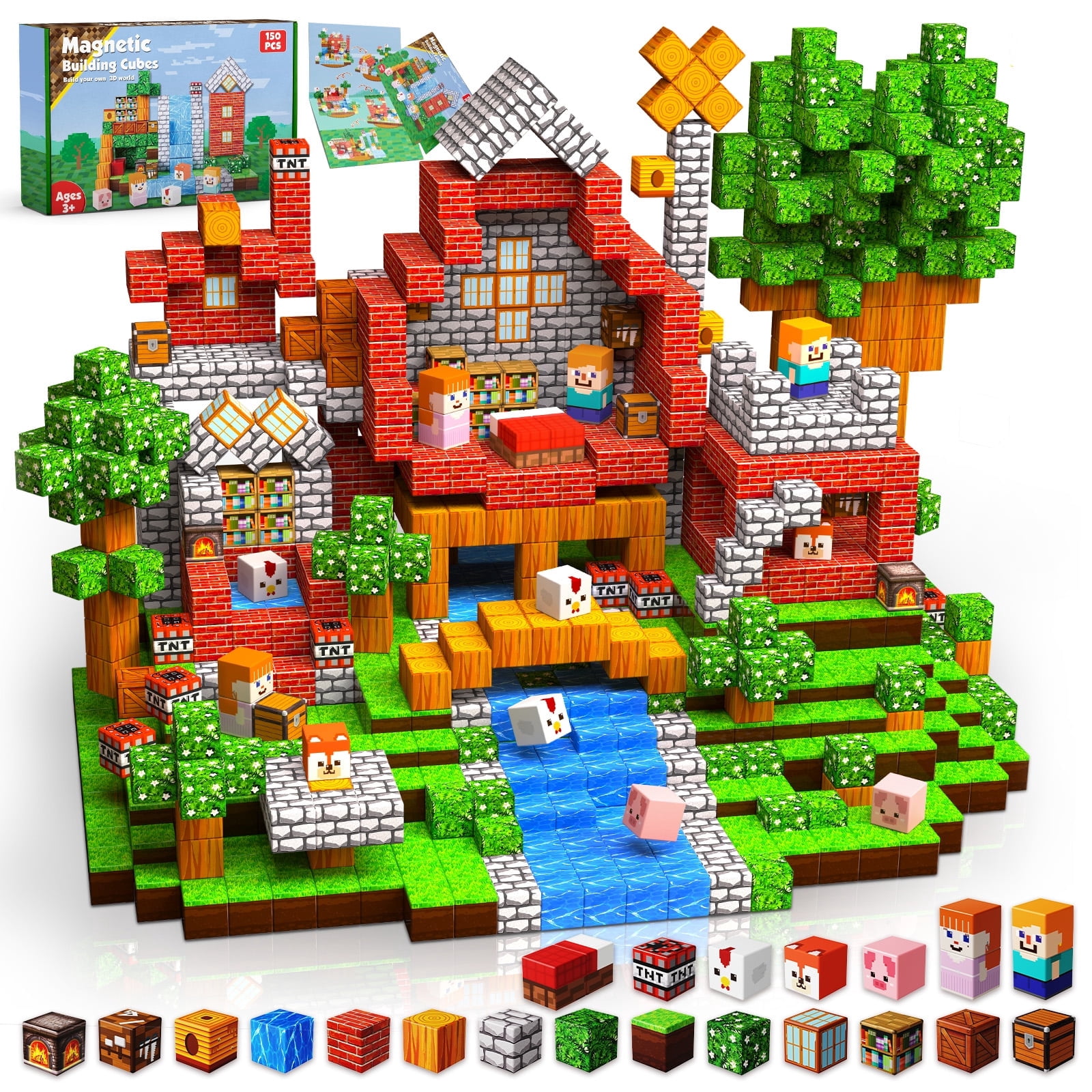 Annexfun Magnetic Building Cubes, 150PCS STEM Educational Toy, Creative ...