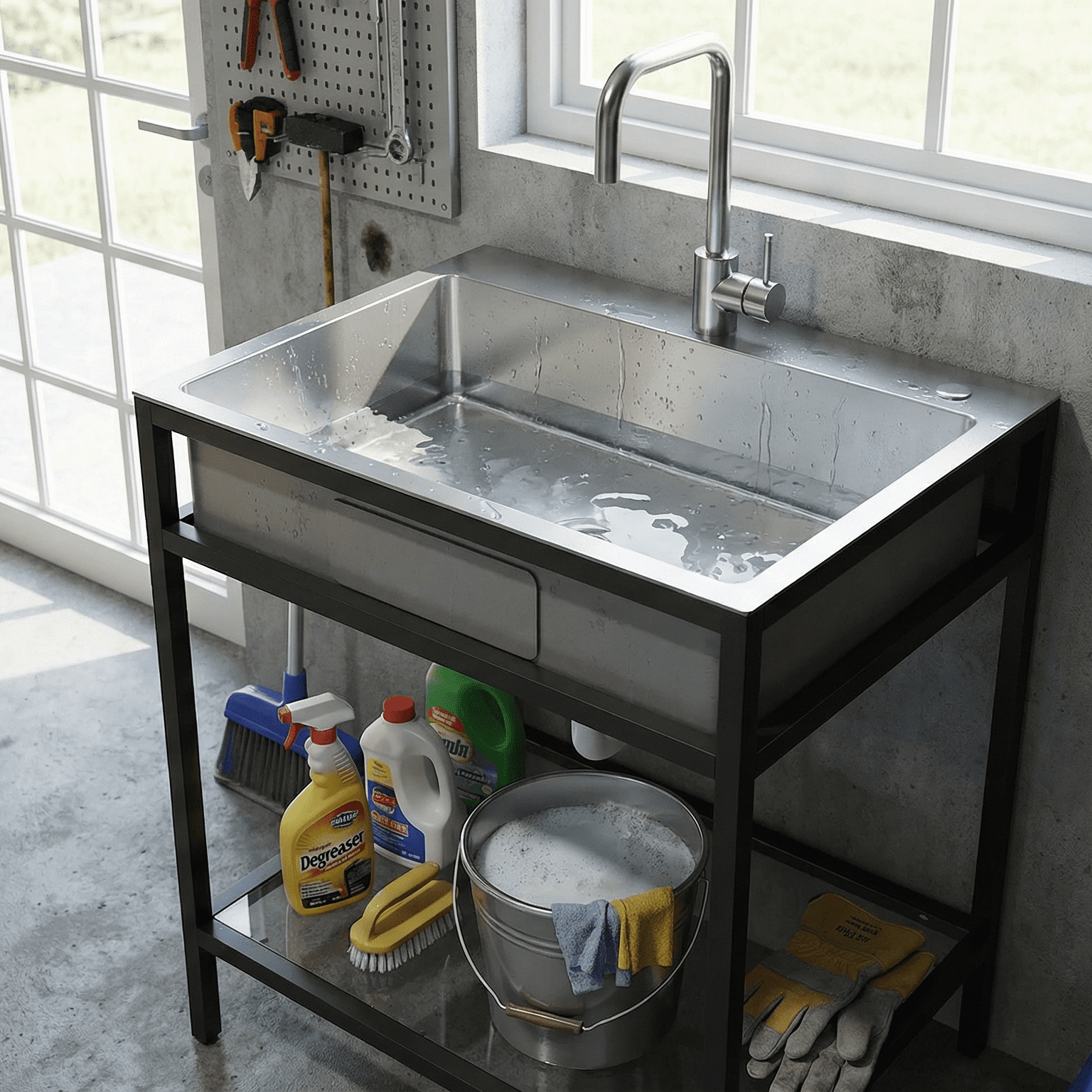"Goodyo 24"" Utility Sink with Bracket, Drain Kit, Stainless Steel for ...