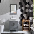 Goodyo Bathroom Vanity and Sink Combo, 24" W, Solid Oak Wood, Marble ...