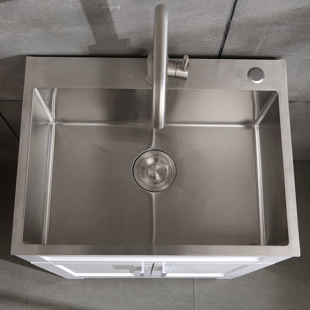 Goodyo 24x18" Stainless Steel Kitchen Sink with Faucet & Drain 8" Deep ...