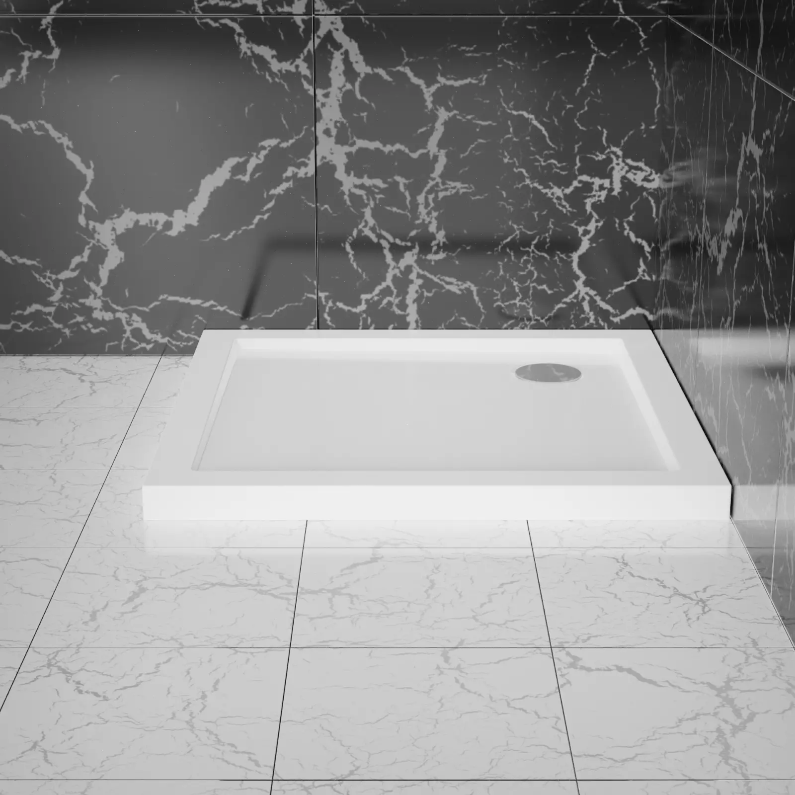 WLVOS Goodyo 32" x 32" Square Shower Base, White, Corner Drain, Space ...