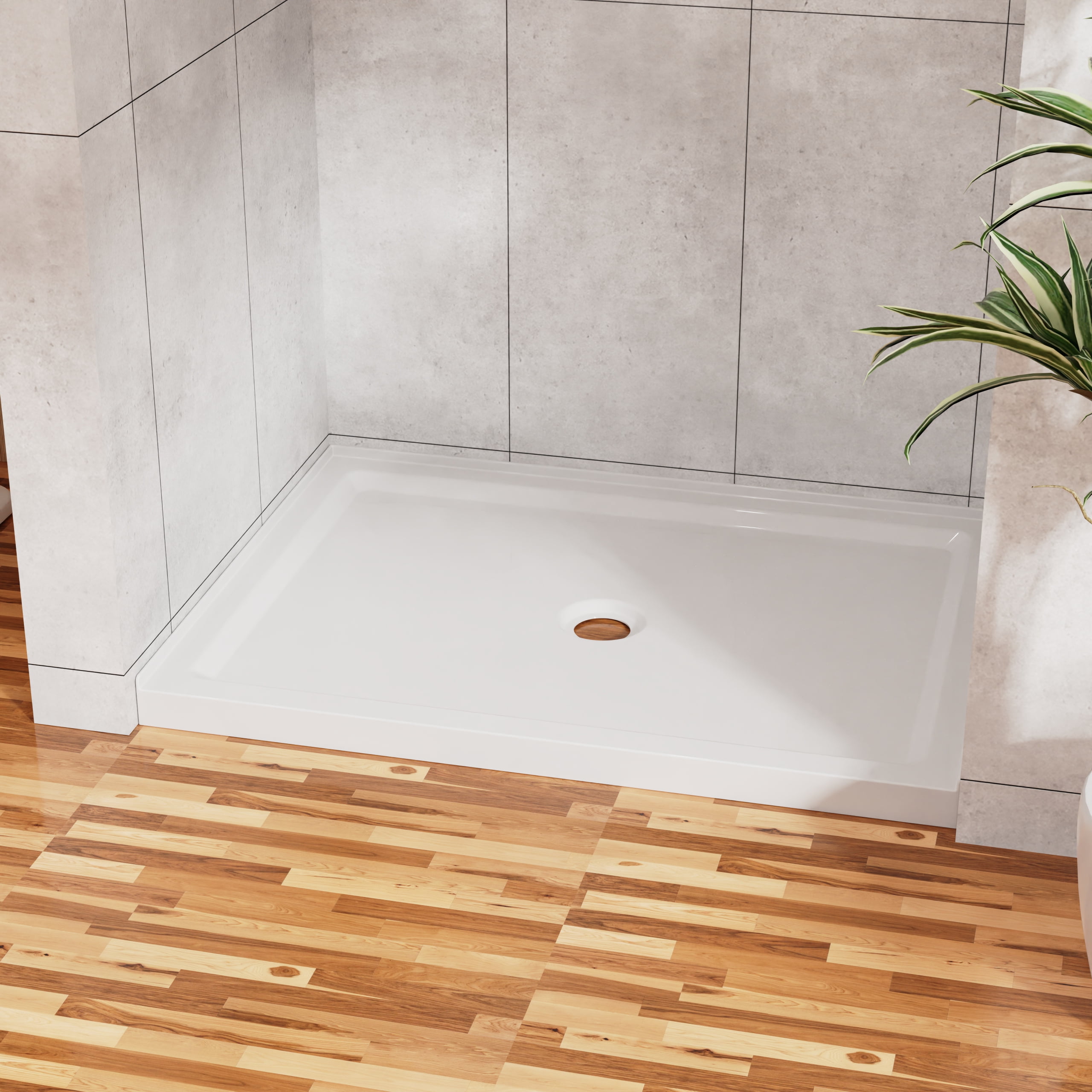 Goodyo 32"x48" Shower Base 3.5" Height Anti-slip Acrylic Center Drain ...