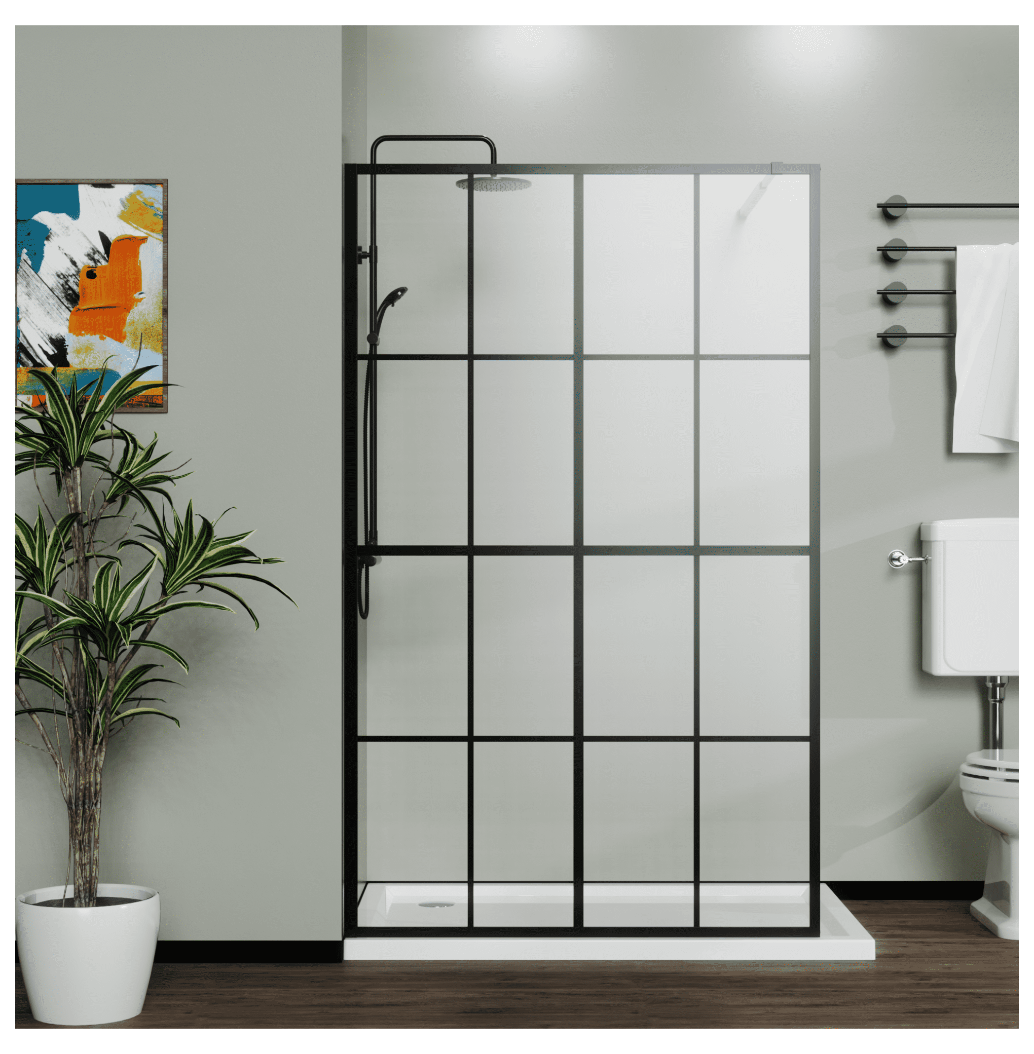 Goodyo 46" X 72" Shower Screen Walk-in Wet-room Black - Walmart.com