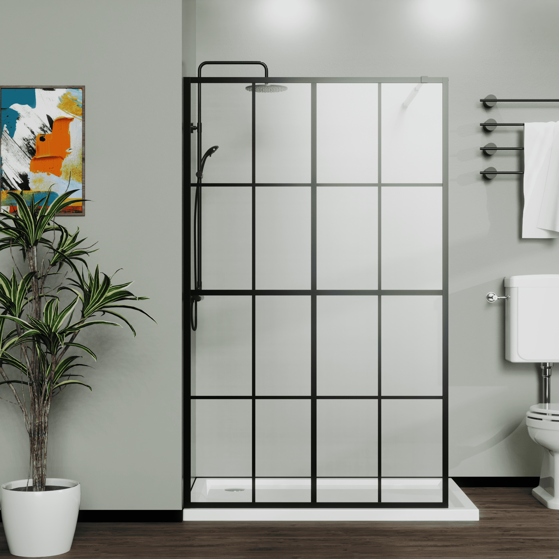 Goodyo 46" X 72" Shower Screen Walk-in Wet-room Black - Walmart.com