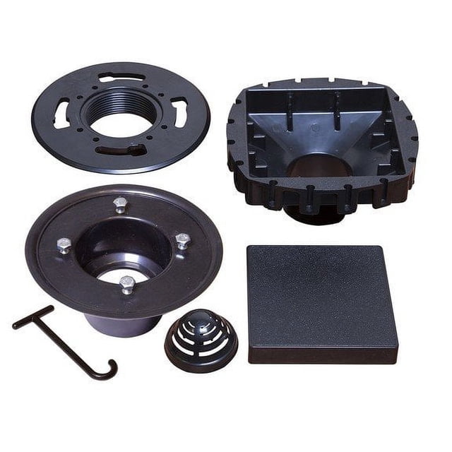 Goof Proof Showers Square Shower Drain - 4in Black Shower Tile Floor ...