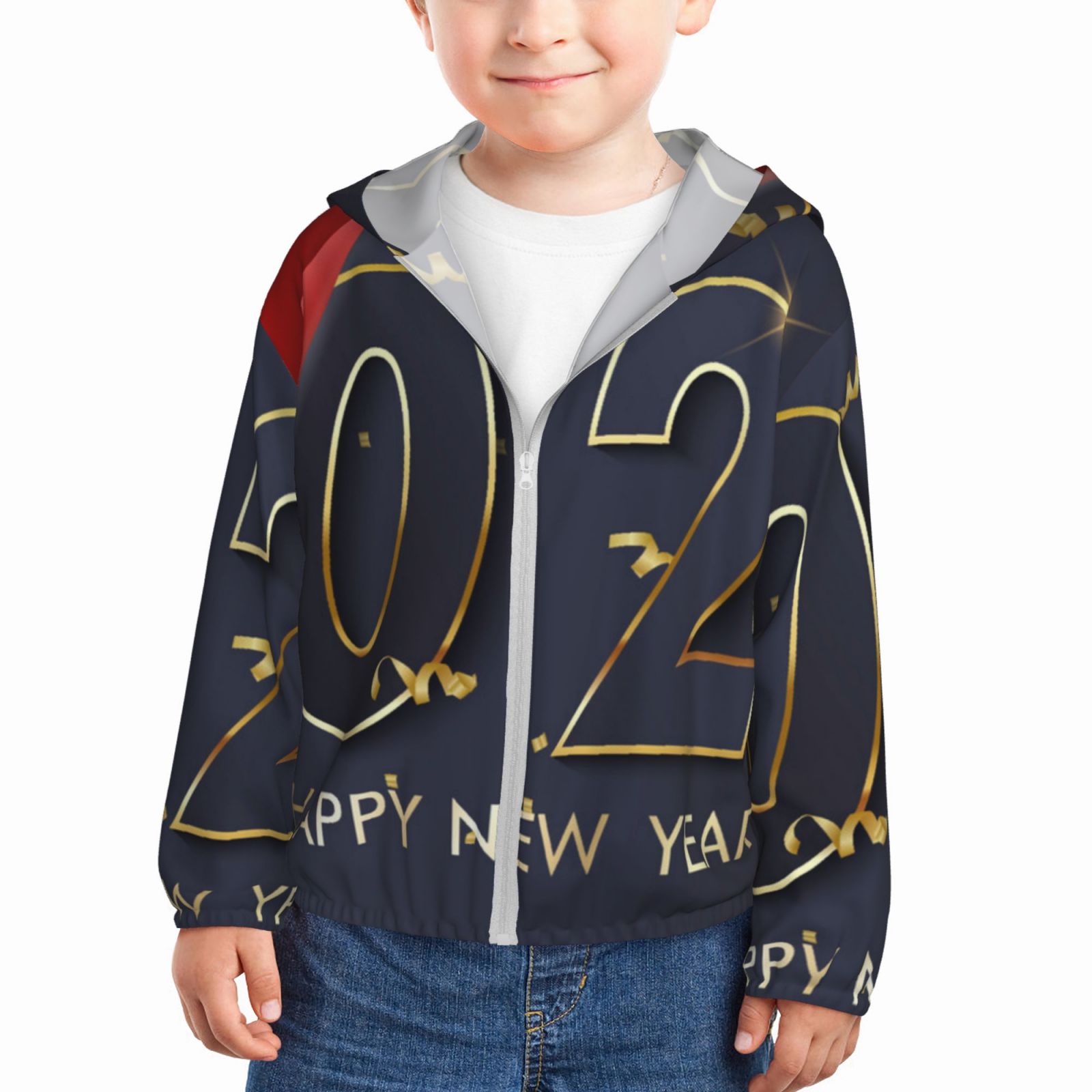Goofa 2025 New Year 2 Printed Kids Zip-Up Hoodie Girls Boys UPF50+ Sun ...