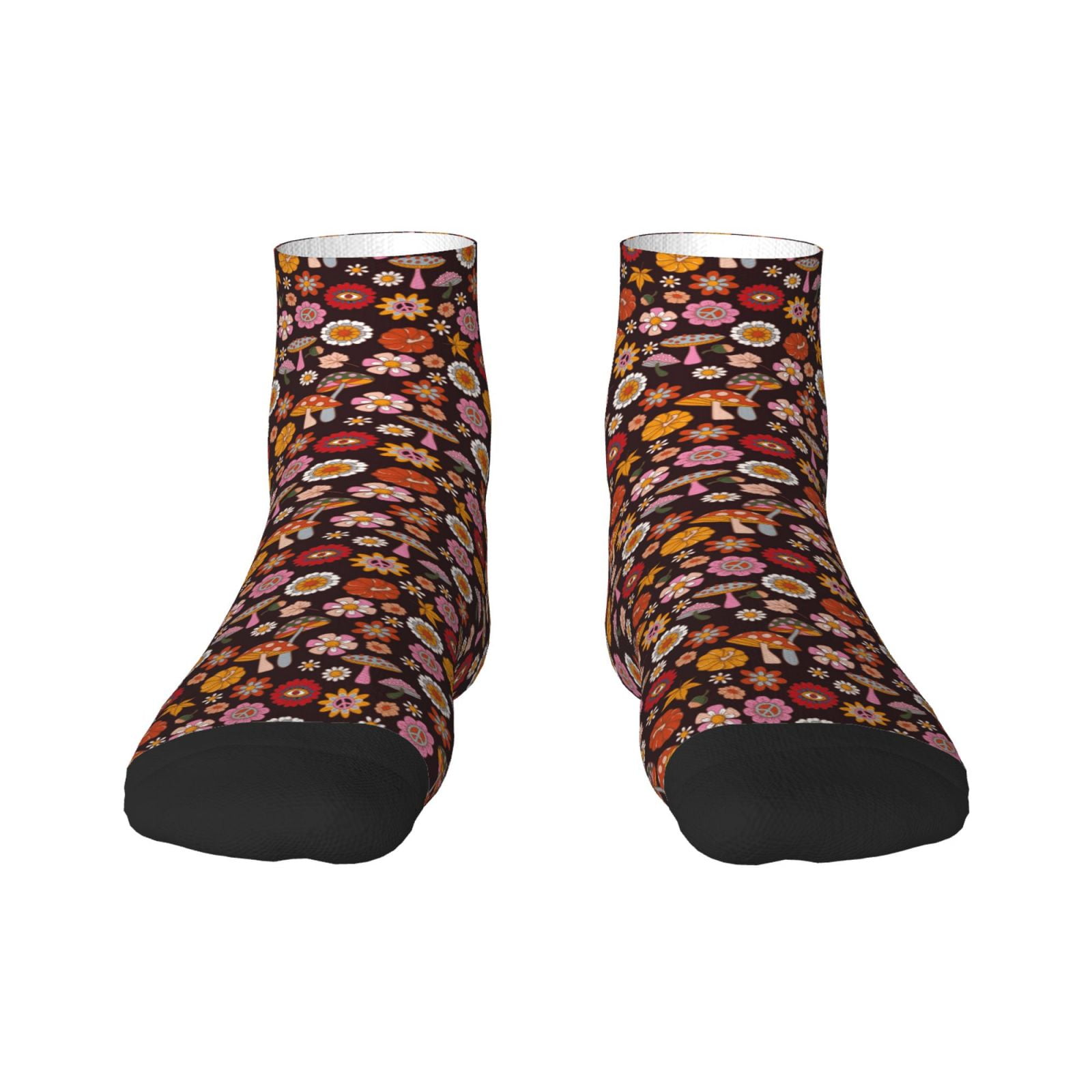 Goofa 70s Groovy Hippie Retro Pattern Non Slip Socks with Grips for ...
