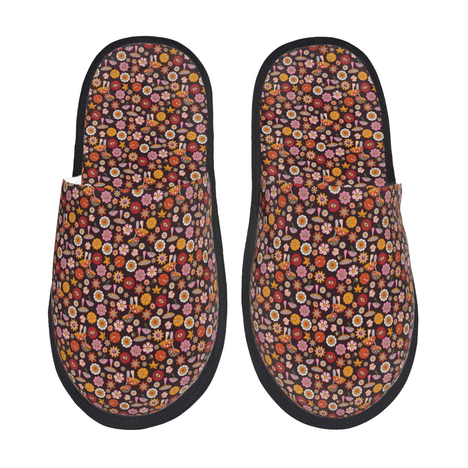 Goofa 70s Groovy Hippie Retro Pattern Plush Furry Slippers for Men ...