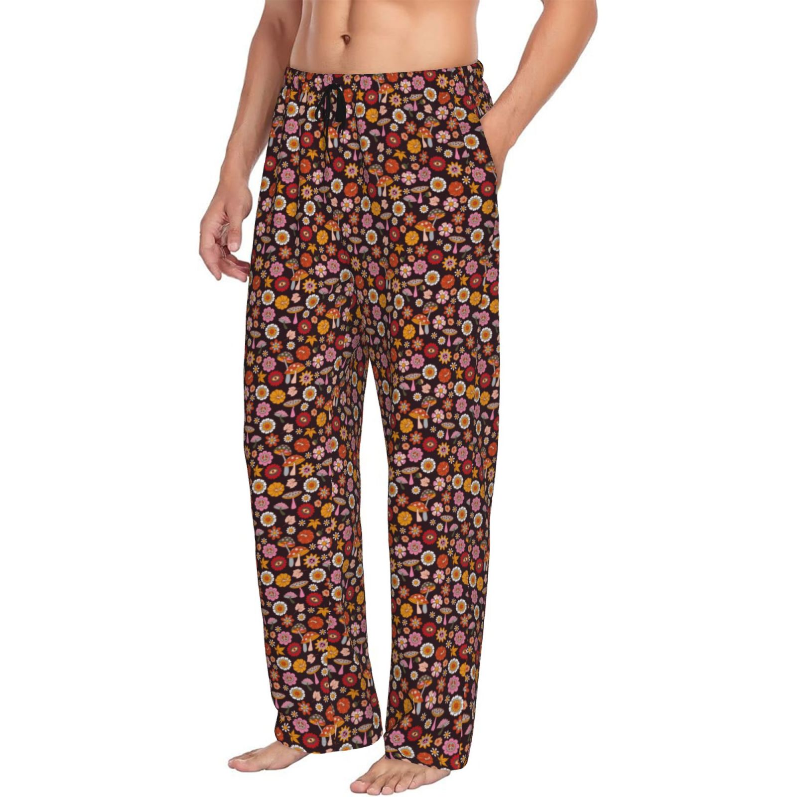 Goofa 70s Groovy Hippie Retro Printed Soft Pajama Pants for Men, Wide ...