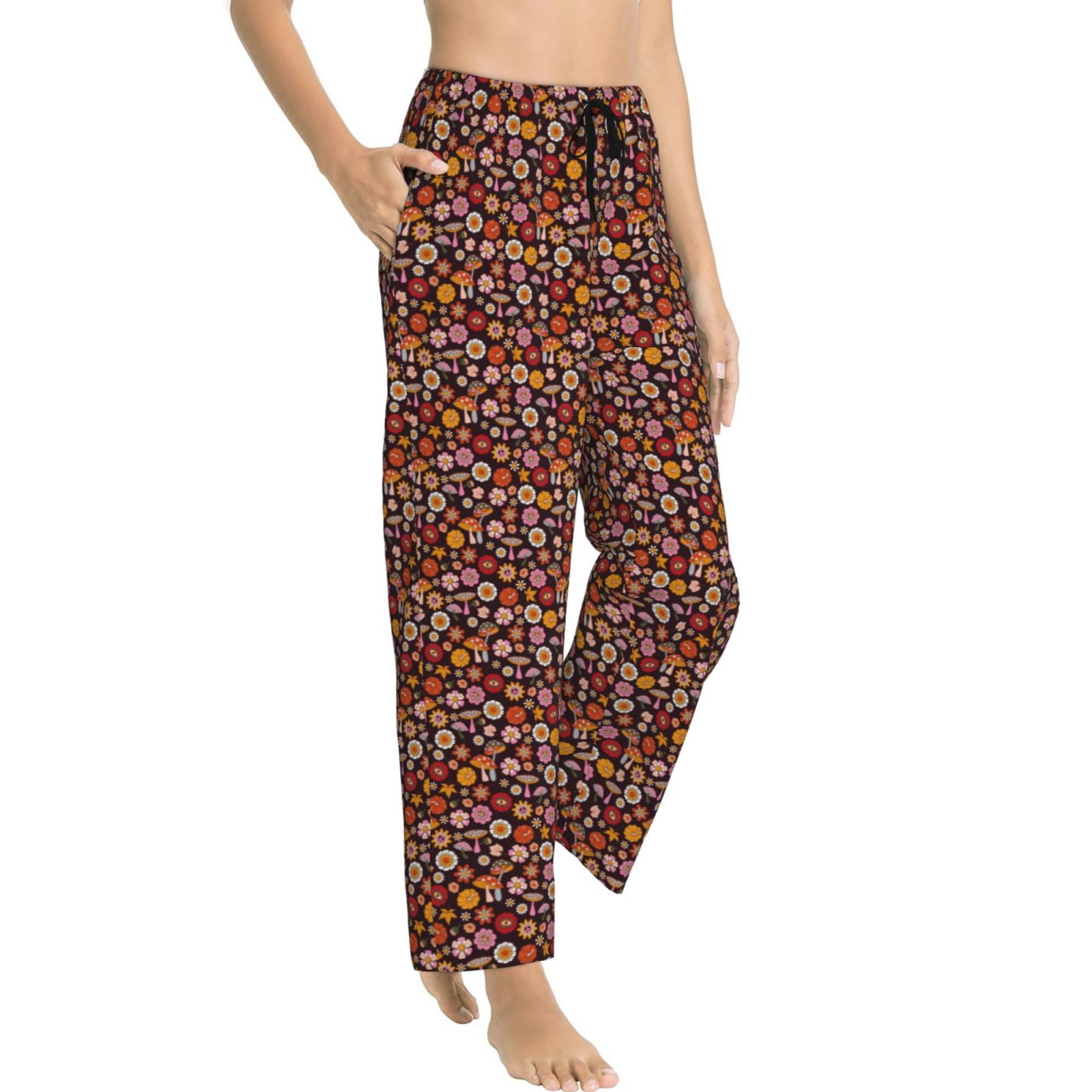 Goofa 70s Groovy Hippie Retro Printed Soft Pajama Pants for Women, Wide ...