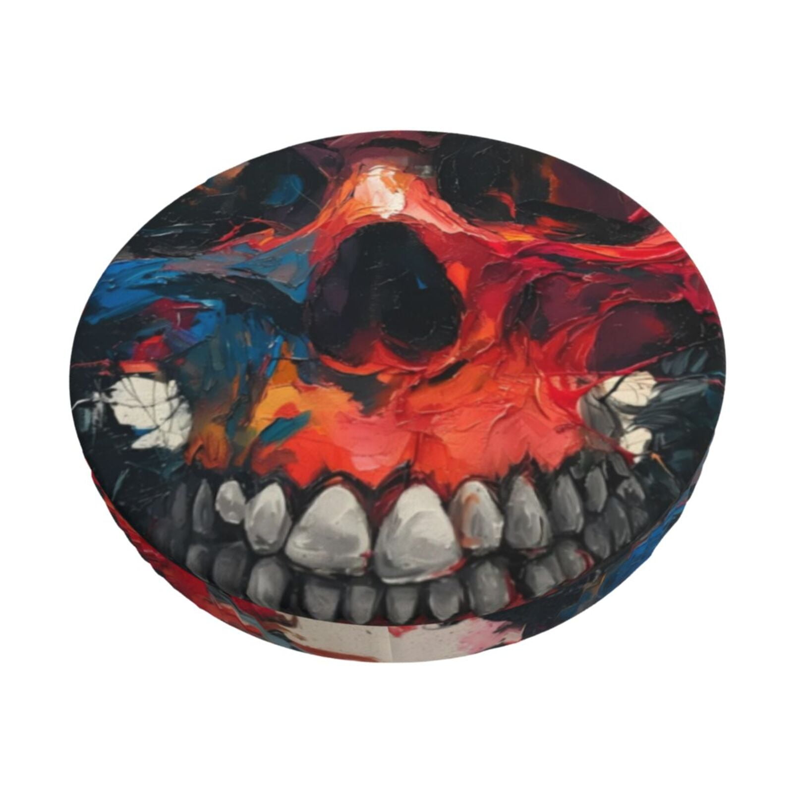Goofa Abstract Colorful Skull Art Printed Stool Covers Round ...