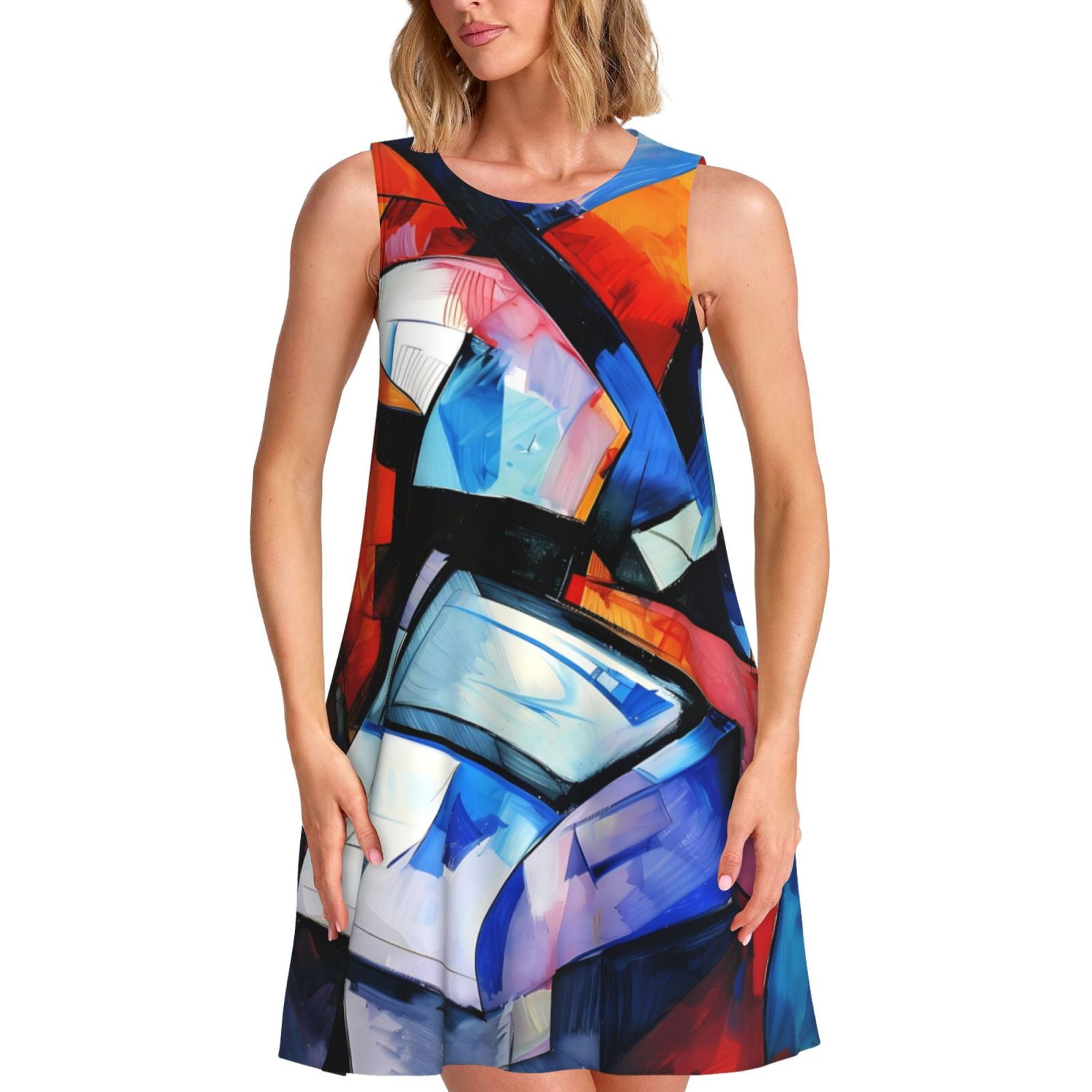 Goofa Abstract Cubist Printer for Summer Dresses for Women – Beach ...