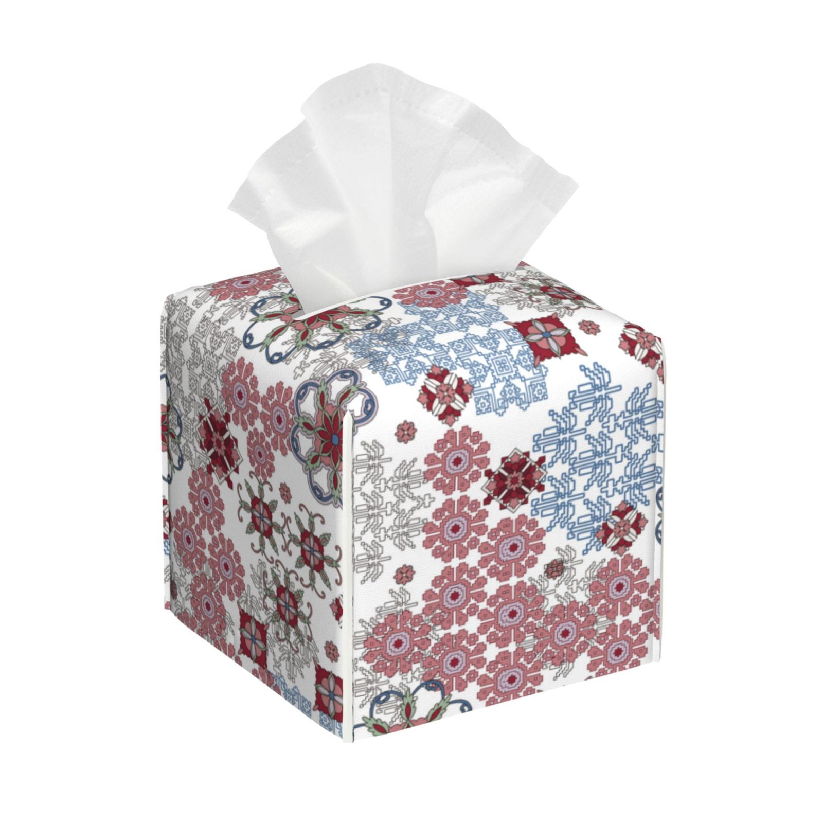 Goofa Abstract Floral Tissue Box Cover PVC Leather Tissue Holder Square ...