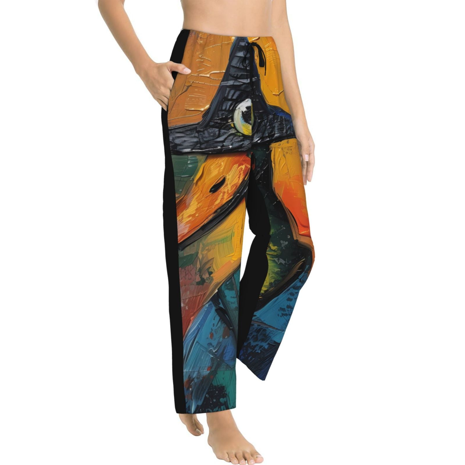 Goofa Abstract Funny Duck Printed Soft Pajama Pants for Women, Wide Leg ...