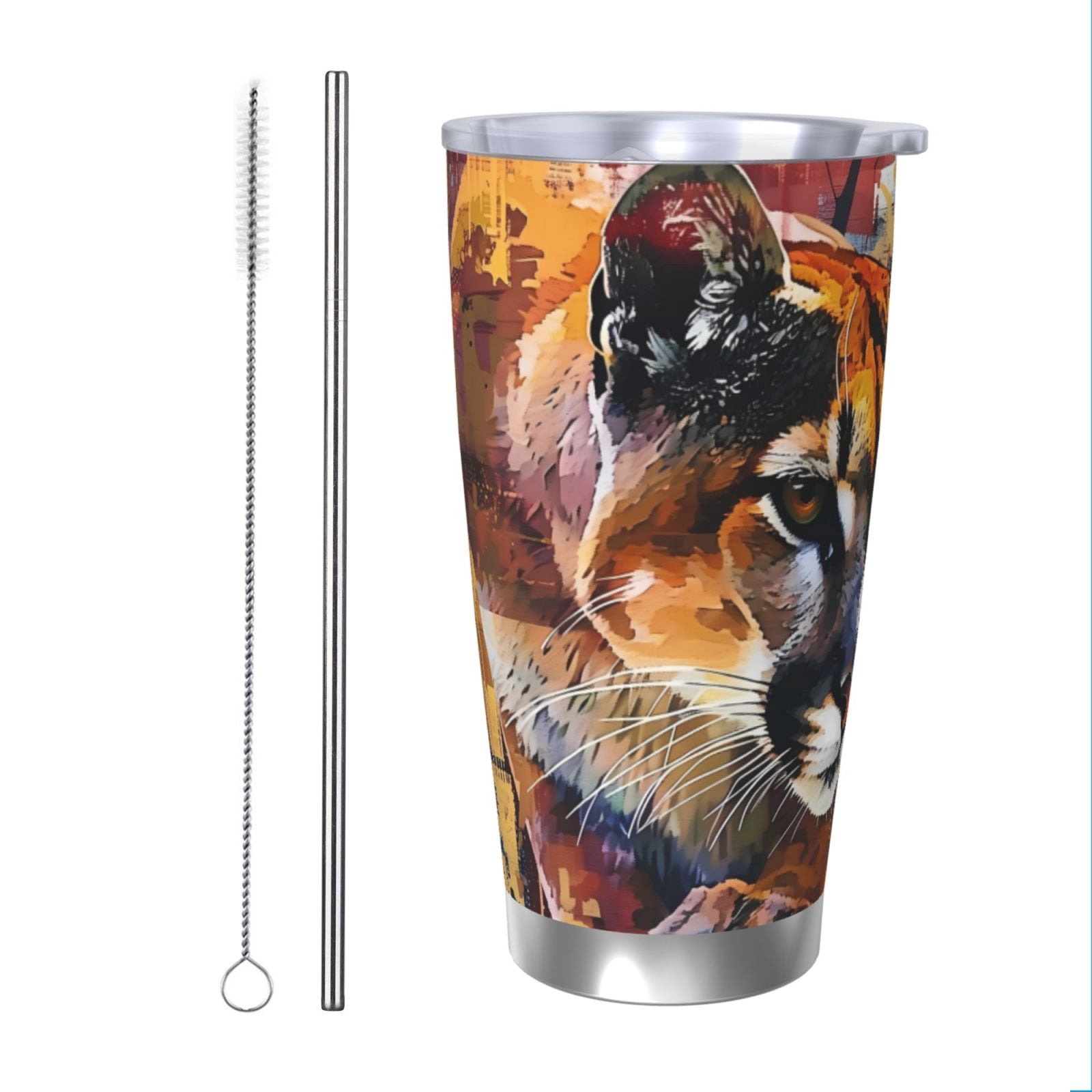 Goofa Abstract Lion Painting for 20 oz Skinny Tumbler Stainless Steel ...