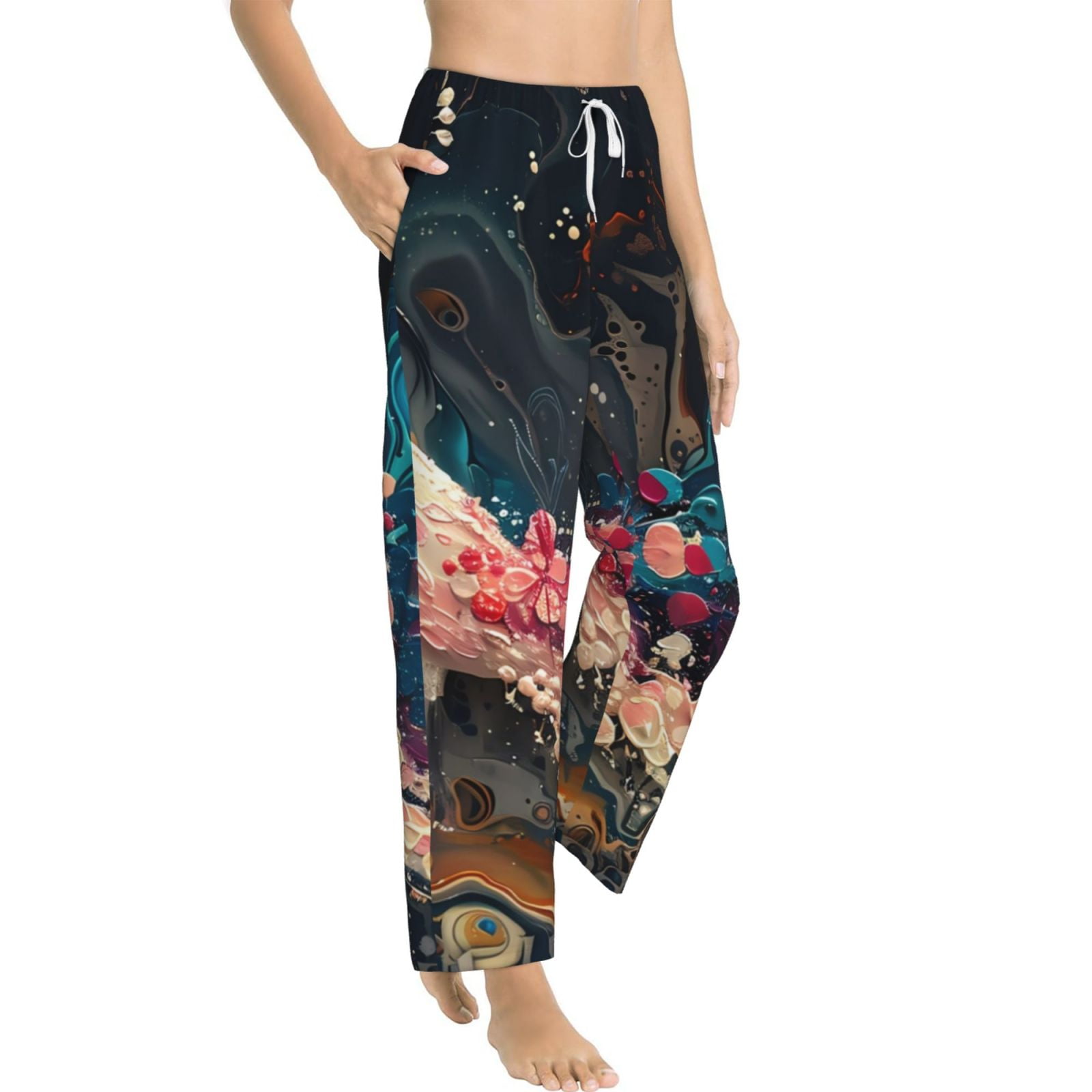 Goofa Abstract Peacock Painting Printed Soft Pajama Pants for Women ...