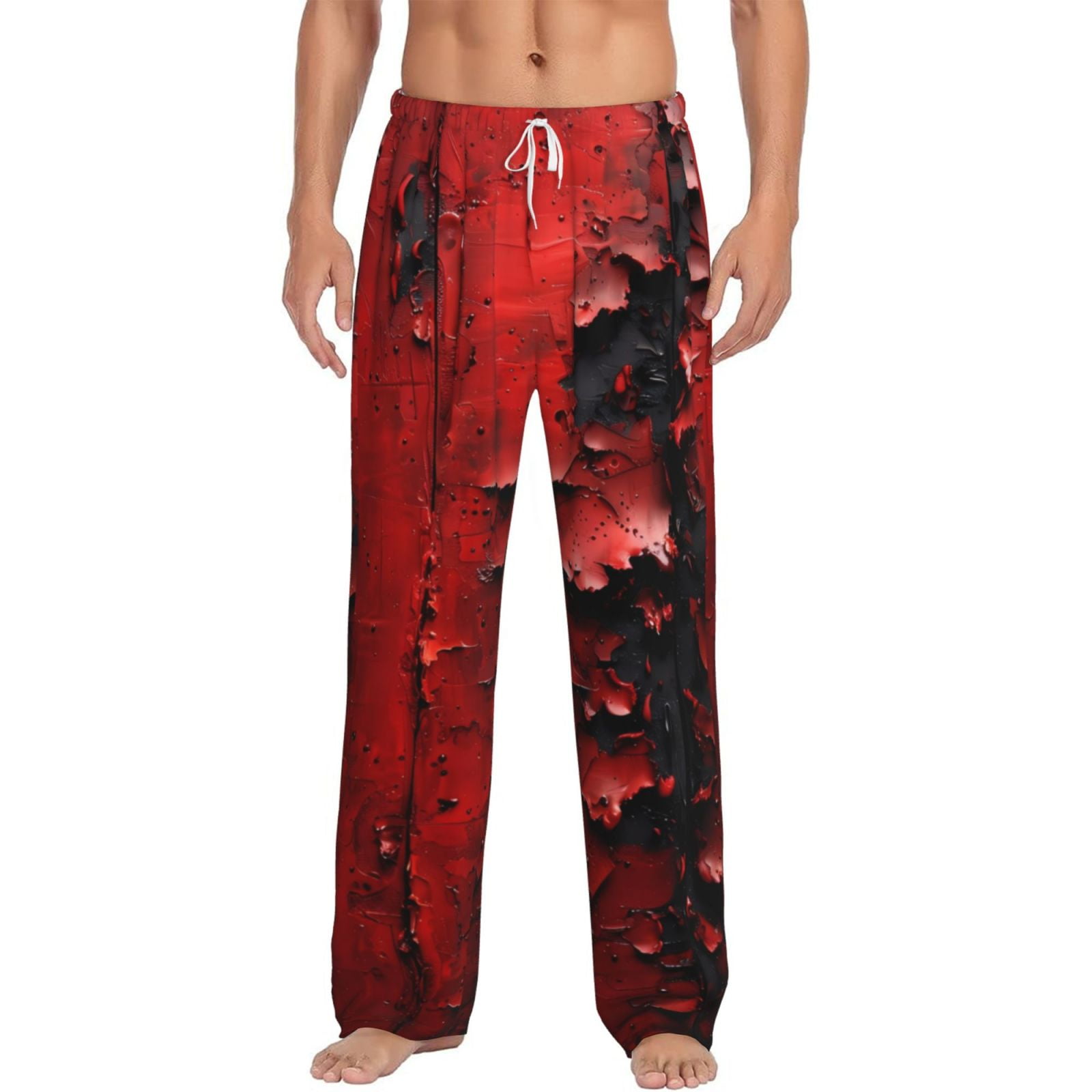 Goofa Abstract Red Textured Canvas Pattern Printed Soft Pajama Pants ...
