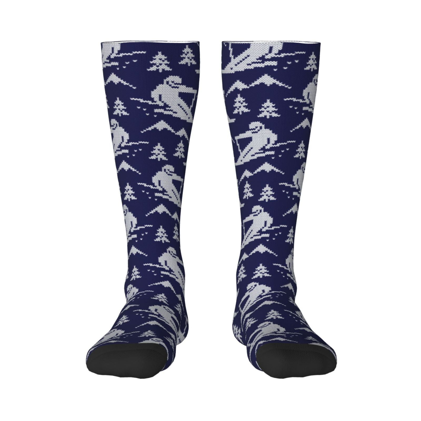 Goofa Abstract Skiing Pattern Adult Stockings, Color-Block Knee High ...